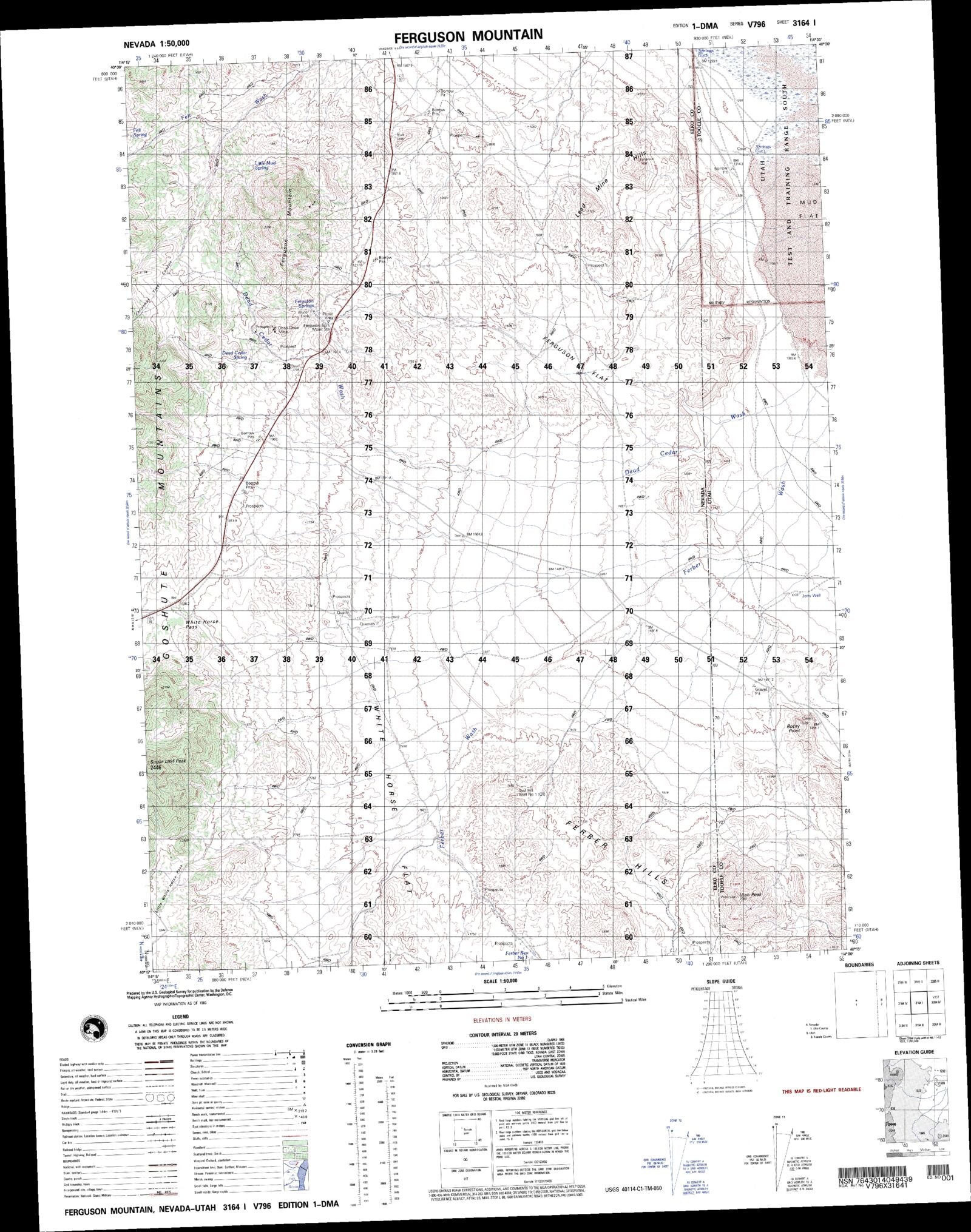 Ferguson Mountain Nevada Military 1:50,000 Map – MyTopo Map Store