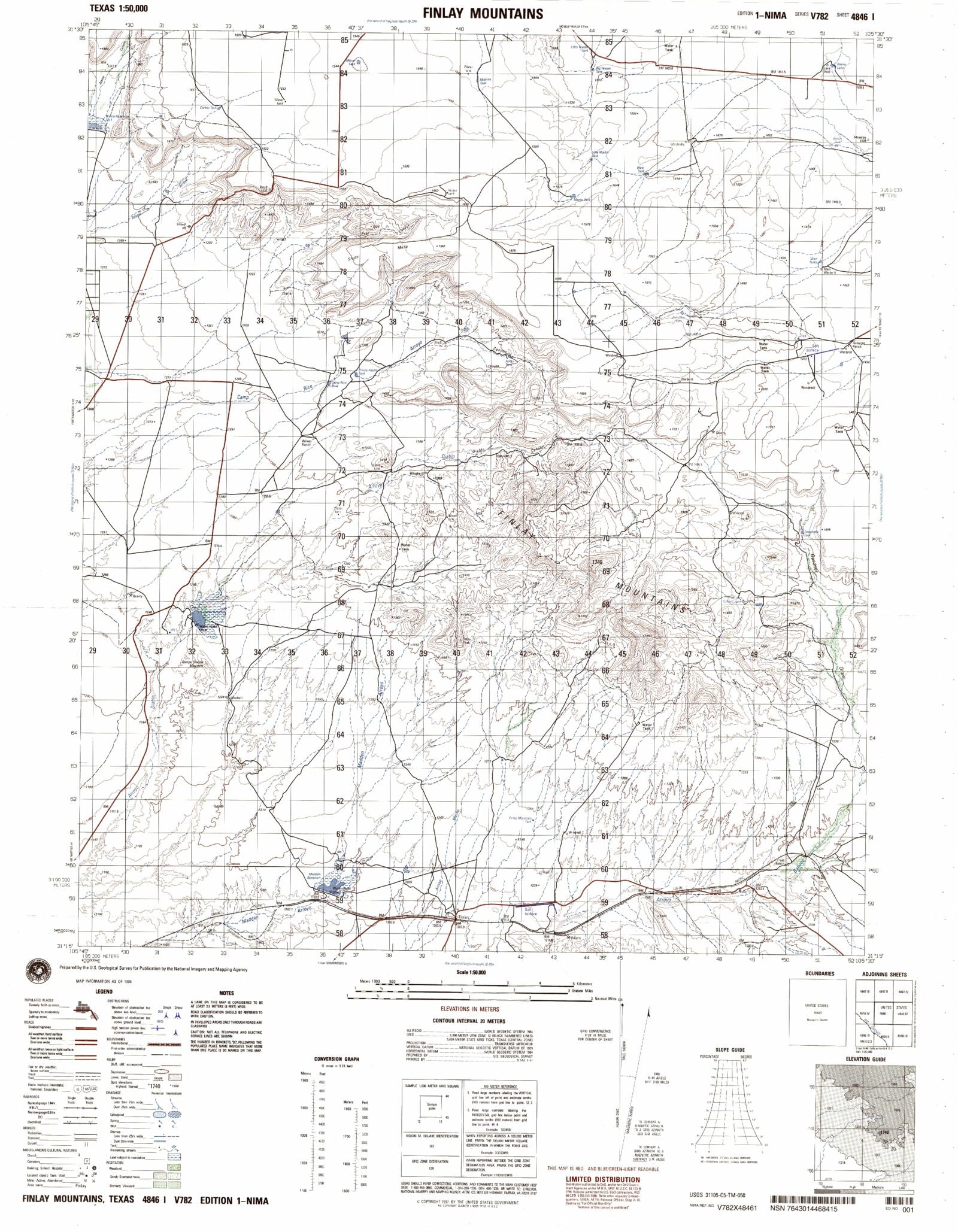 Finlay Mountains Texas Military 1:50,000 Map – MyTopo Map Store