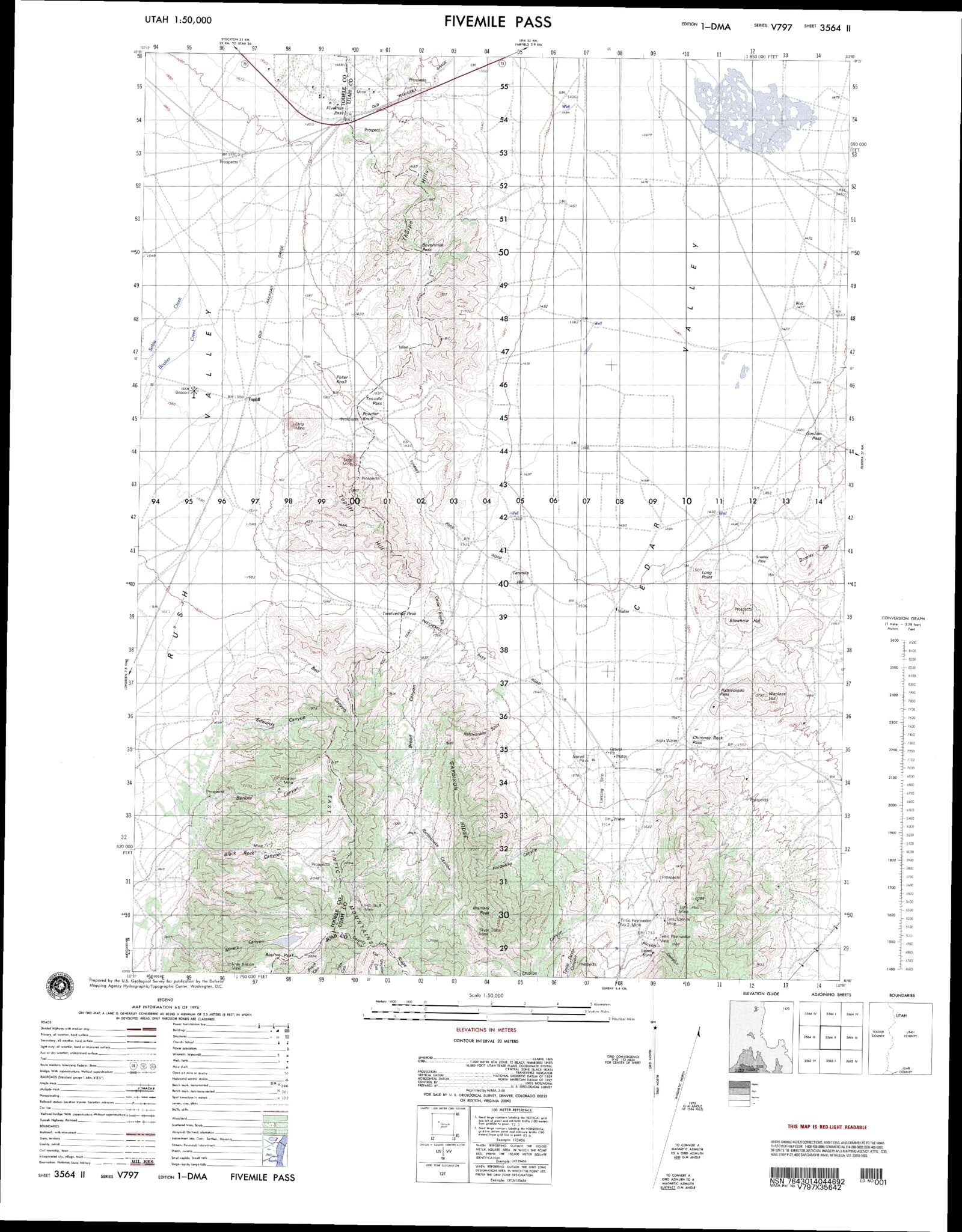 Fivemile Pass Utah Military 1:50,000 Map – MyTopo Map Store