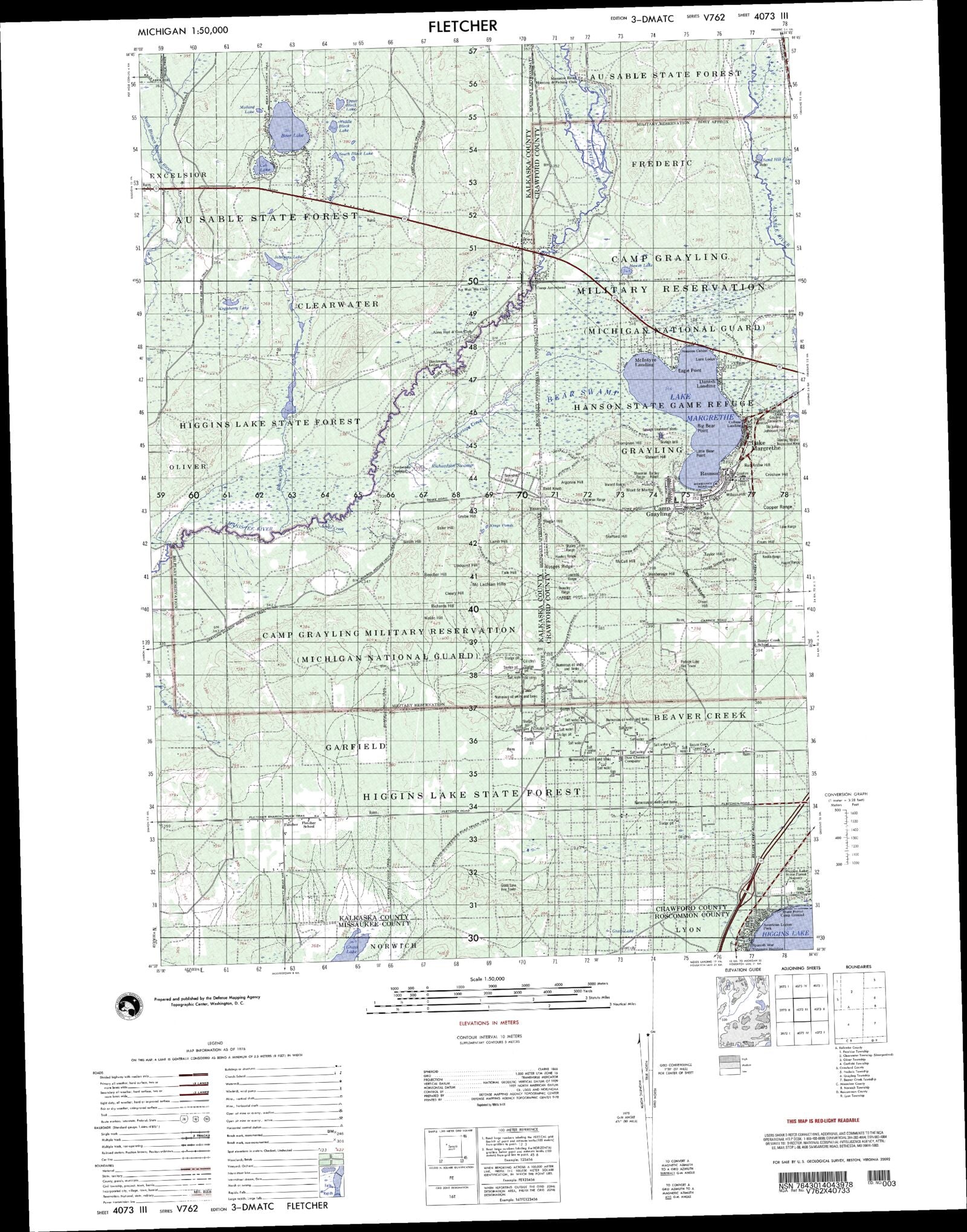 Fletcher Michigan Military 1:50,000 Map – MyTopo Map Store