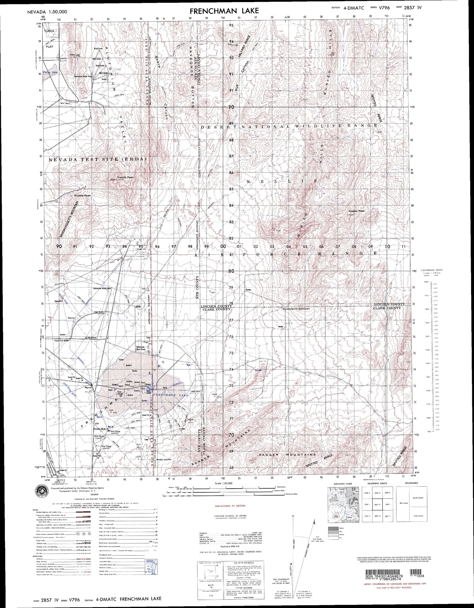Frenchman Lake Nevada Military 1:50,000 Map – MyTopo Map Store