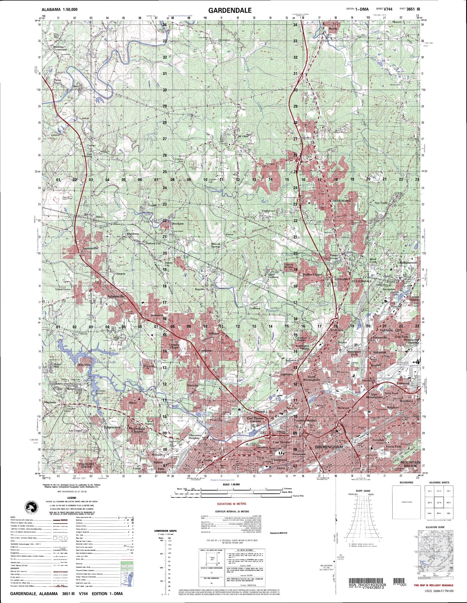 Gardendale Alabama Military 1:50,000 Map – MyTopo Map Store