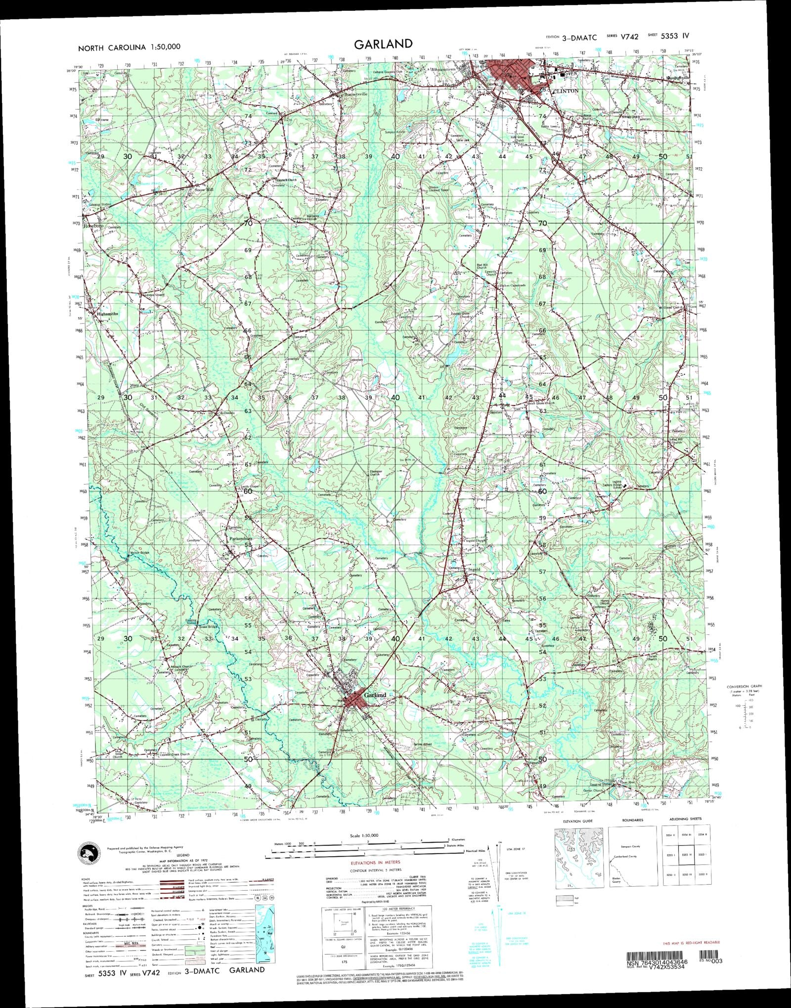 Garland North Carolina Military 1:50,000 Map – MyTopo Map Store
