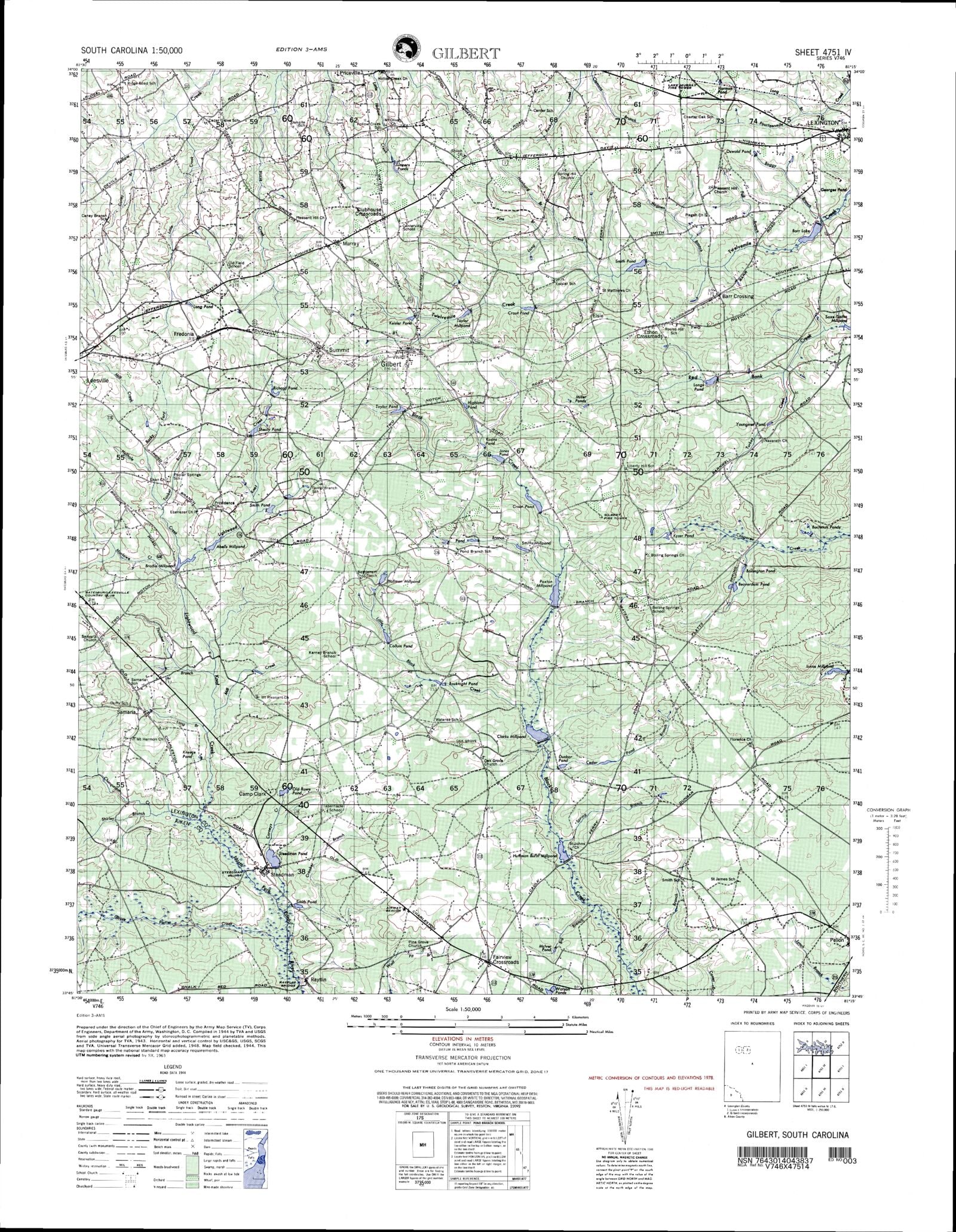 Gilbert South Carolina Military 1:50,000 Map – MyTopo Map Store