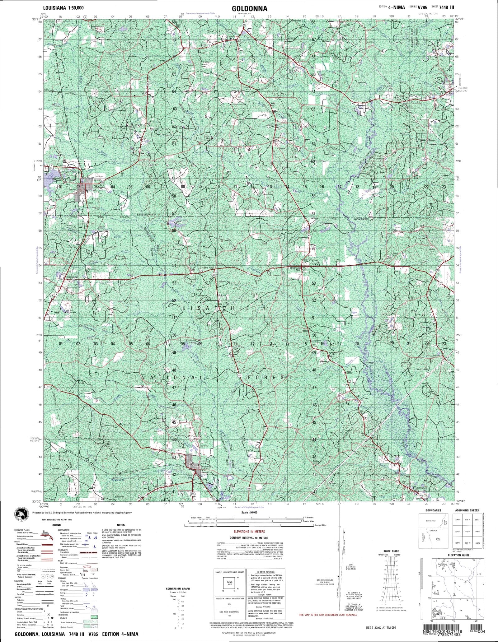Goldonna Louisiana Military 1:50,000 Map – MyTopo Map Store