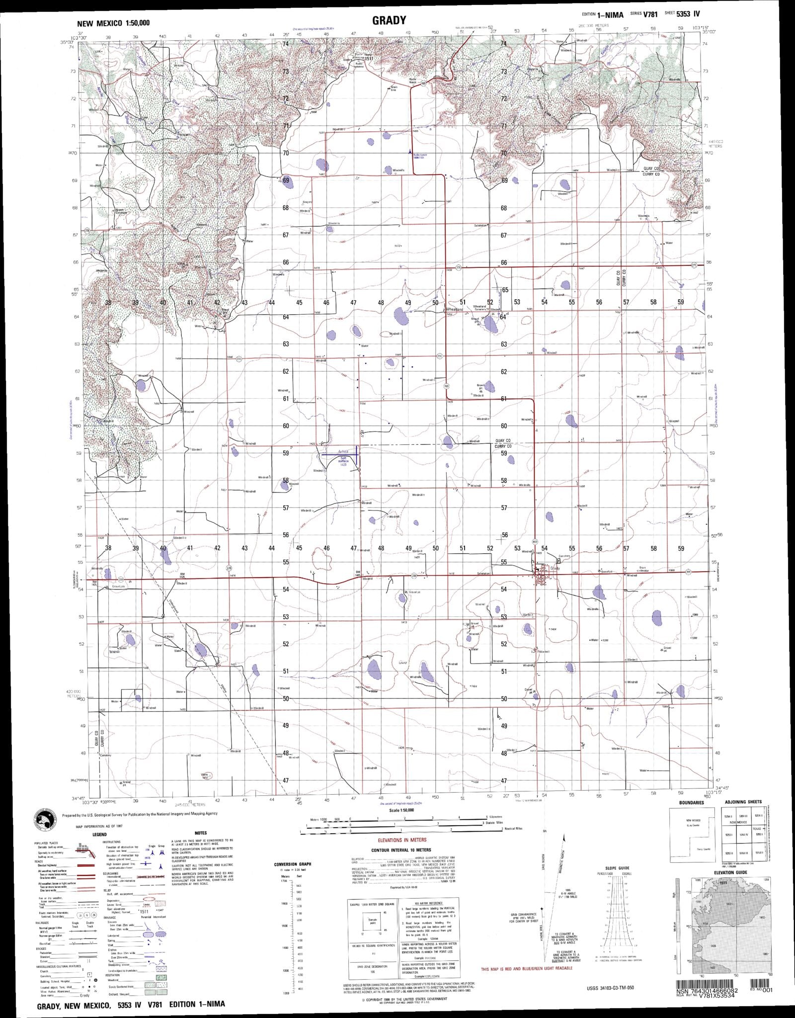 Grady New Mexico Military 1:50,000 Map – MyTopo Map Store