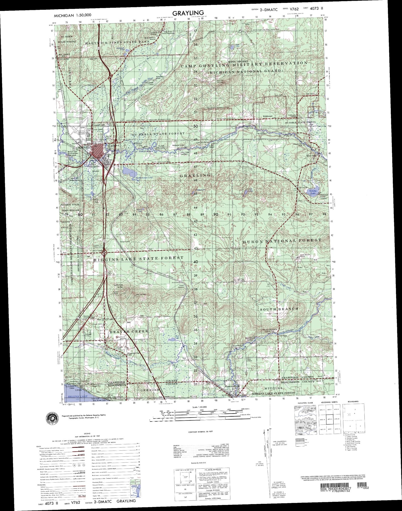 Grayling Michigan Military 1:50,000 Map – MyTopo Map Store
