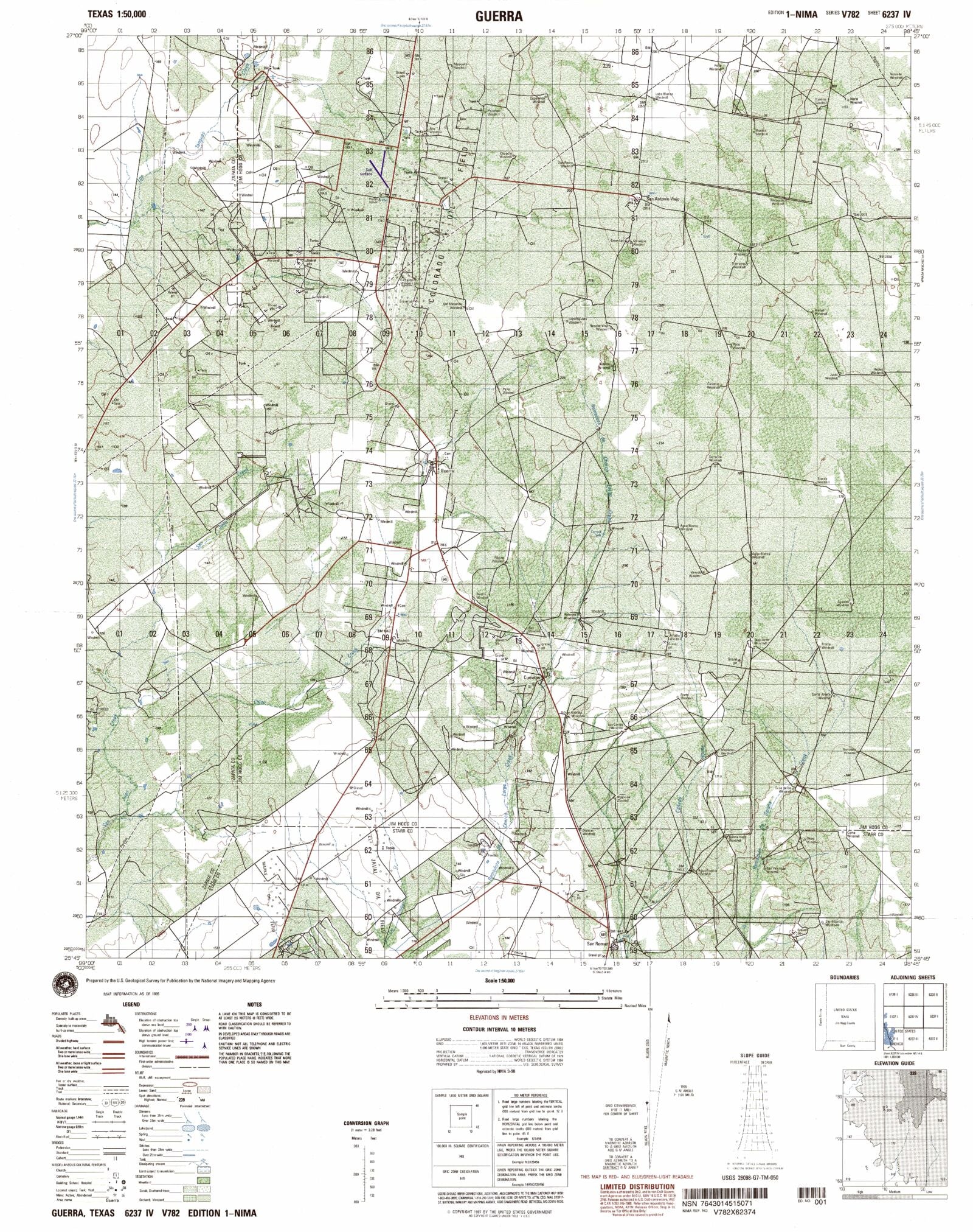 Guerra Texas Military 1:50,000 Map – MyTopo Map Store
