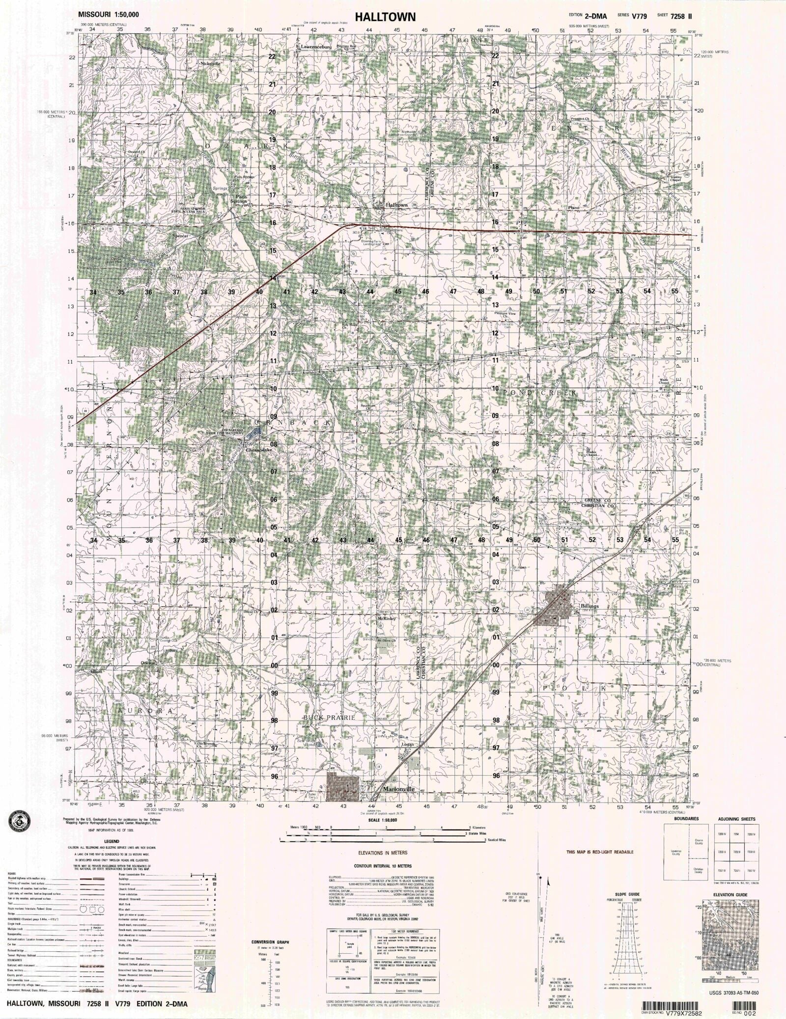 Halltown Missouri Military 1:50,000 Map – MyTopo Map Store