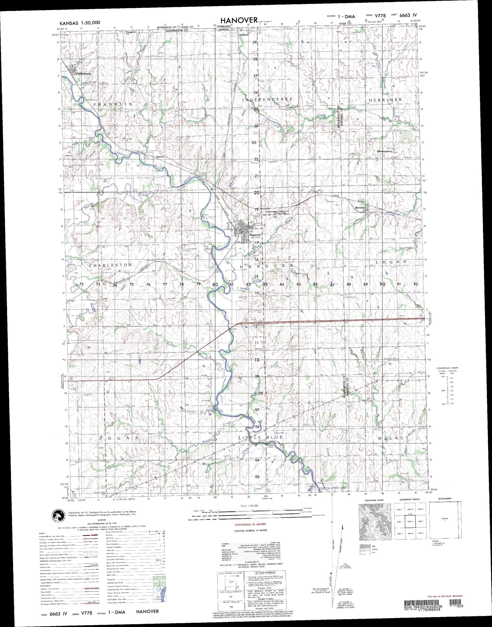 Hanover Kansas Military 1:50,000 Map – MyTopo Map Store