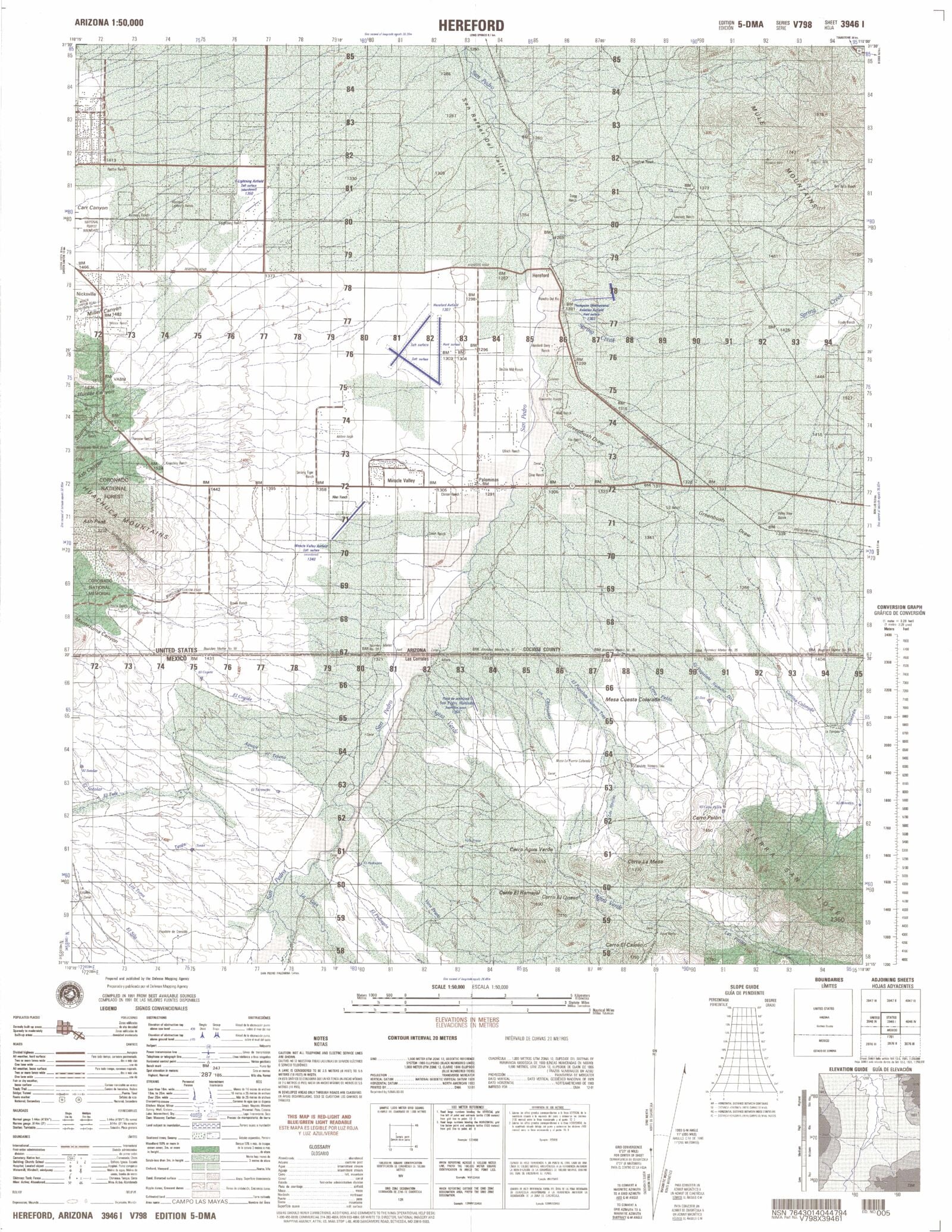 Hereford Arizona Military 1:50,000 Map – MyTopo Map Store