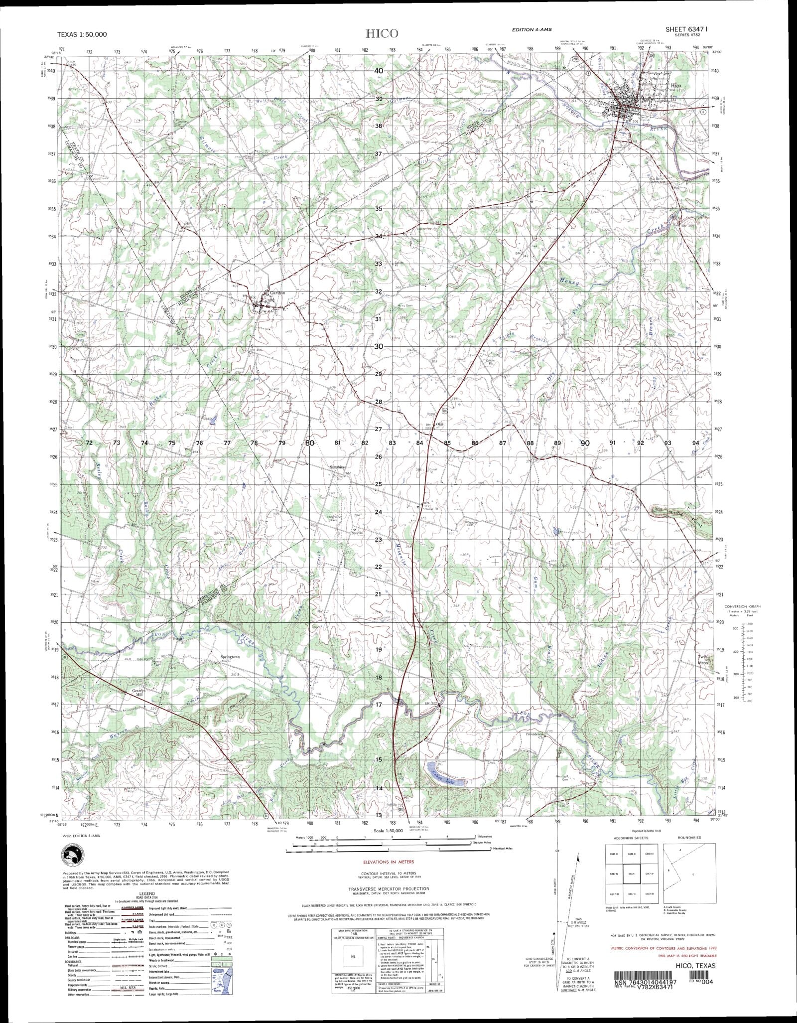 Hico Texas Military 1:50,000 Map – MyTopo Map Store