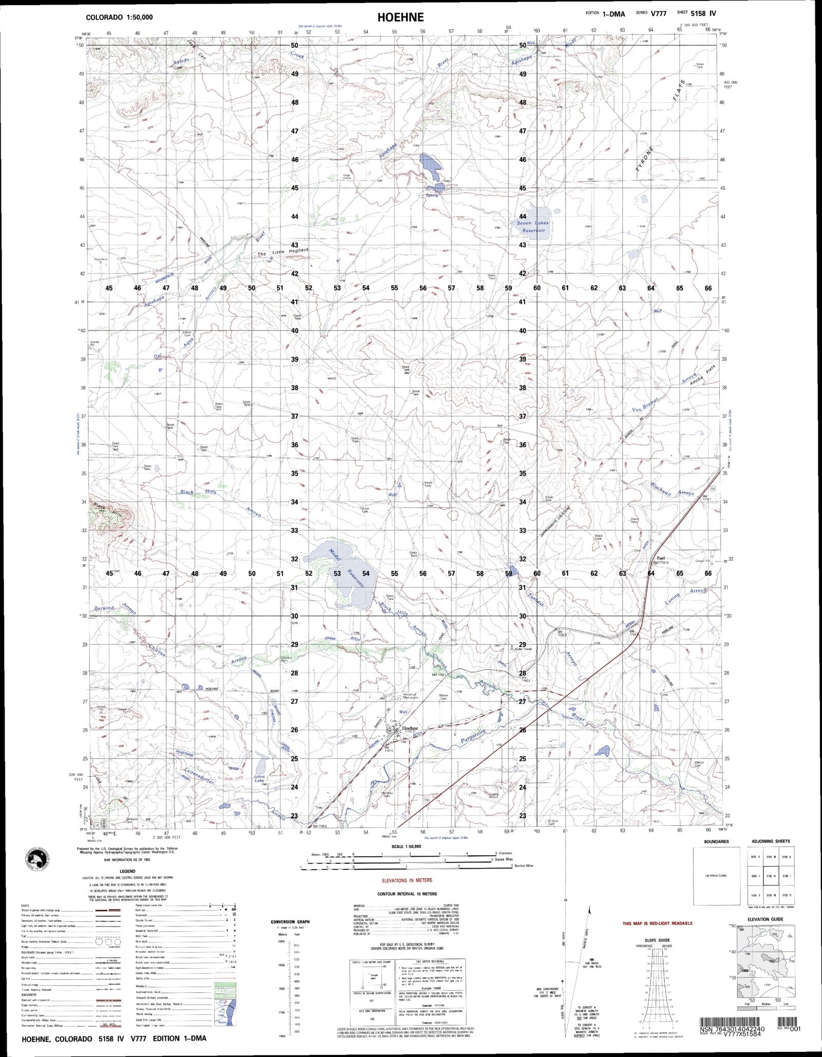 Hoehne Colorado Military 1:50,000 Map – MyTopo Map Store