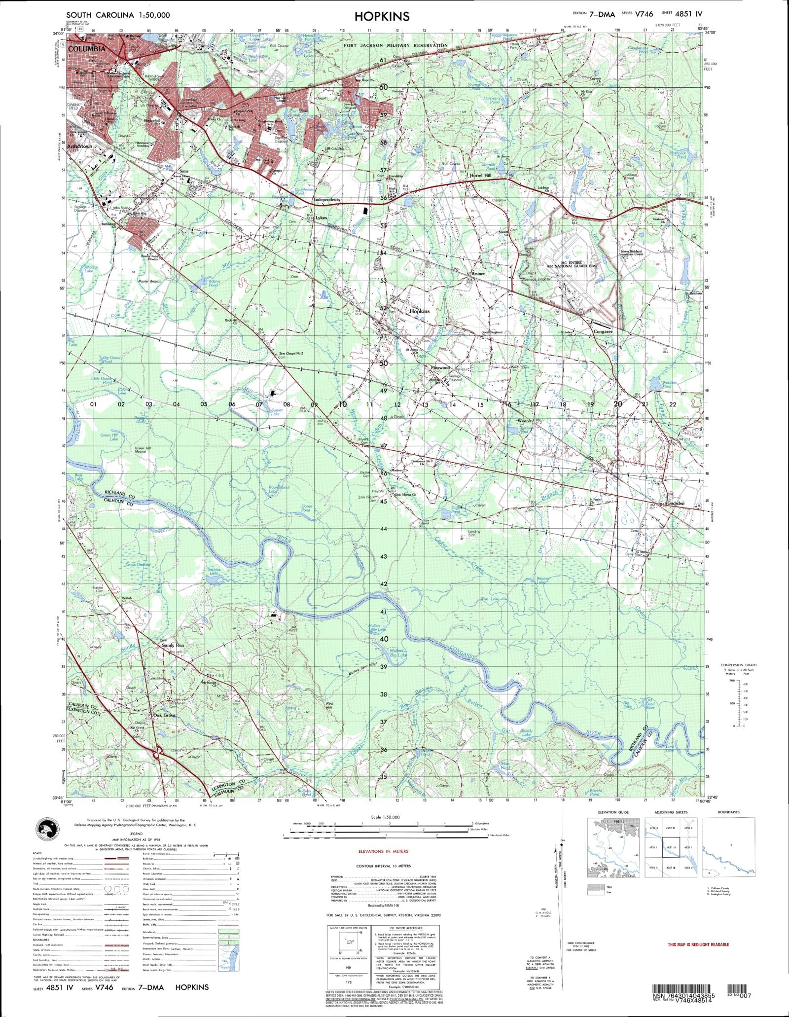 Hopkins South Carolina Military 1:50,000 Map – MyTopo Map Store