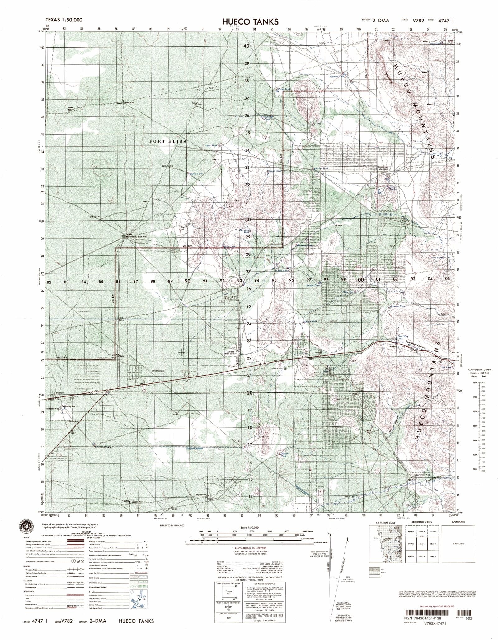 Hueco Tanks Texas Military 1:50,000 Map – MyTopo Map Store