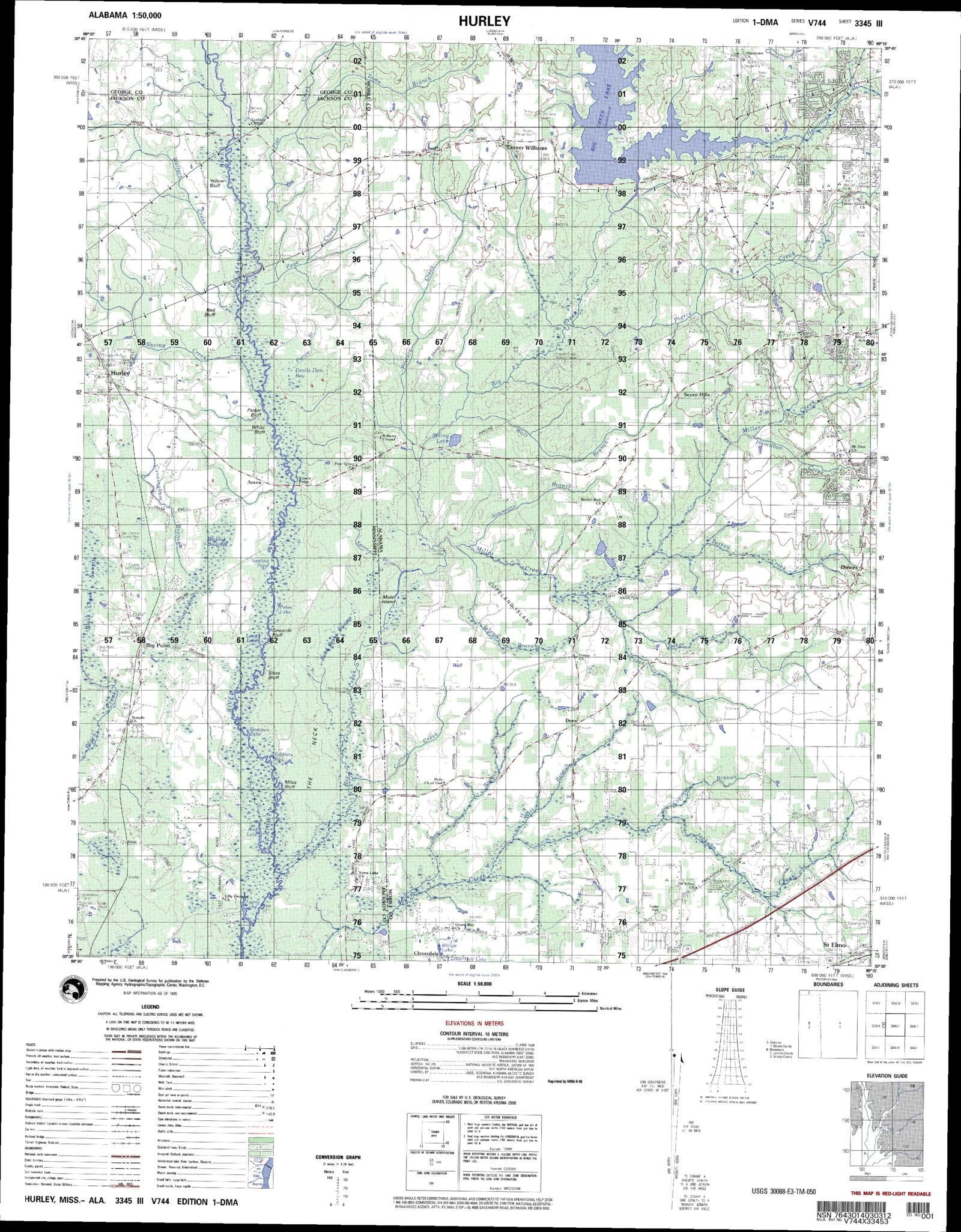Hurley Mississippi Military 1:50,000 Map – MyTopo Map Store