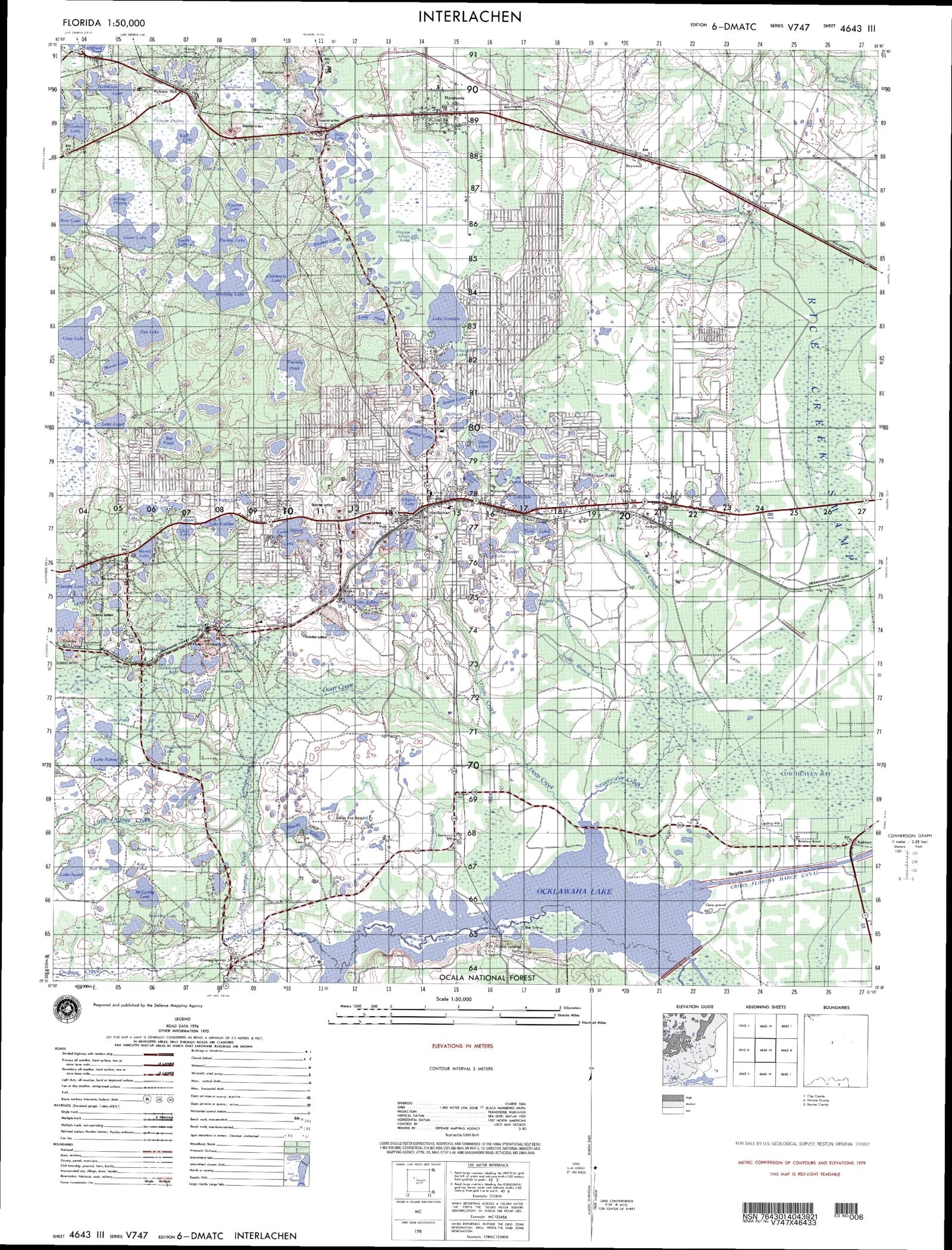 Interlachen Florida Military 1:50,000 Map – MyTopo Map Store