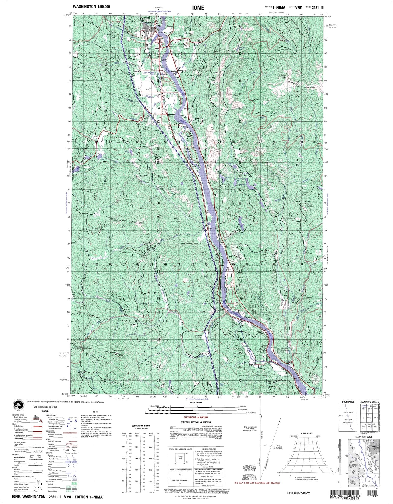 Ione Washington Military 1:50,000 Map – MyTopo Map Store