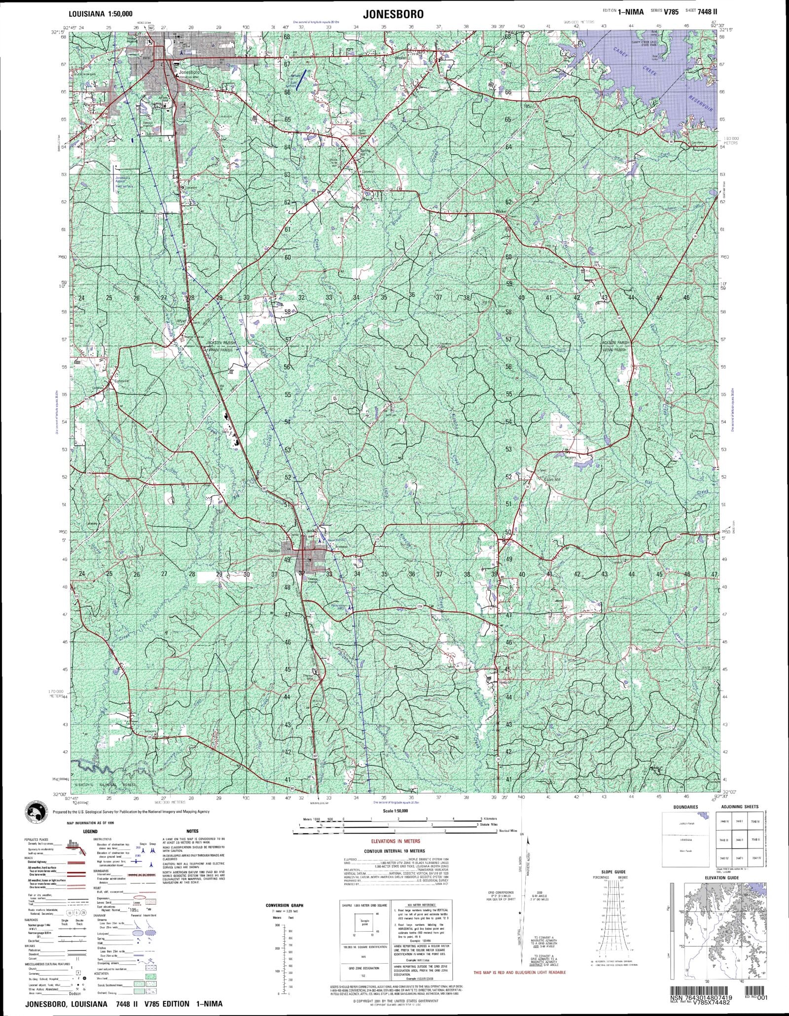 Jonesboro Louisiana Military 1:50,000 Map – MyTopo Map Store