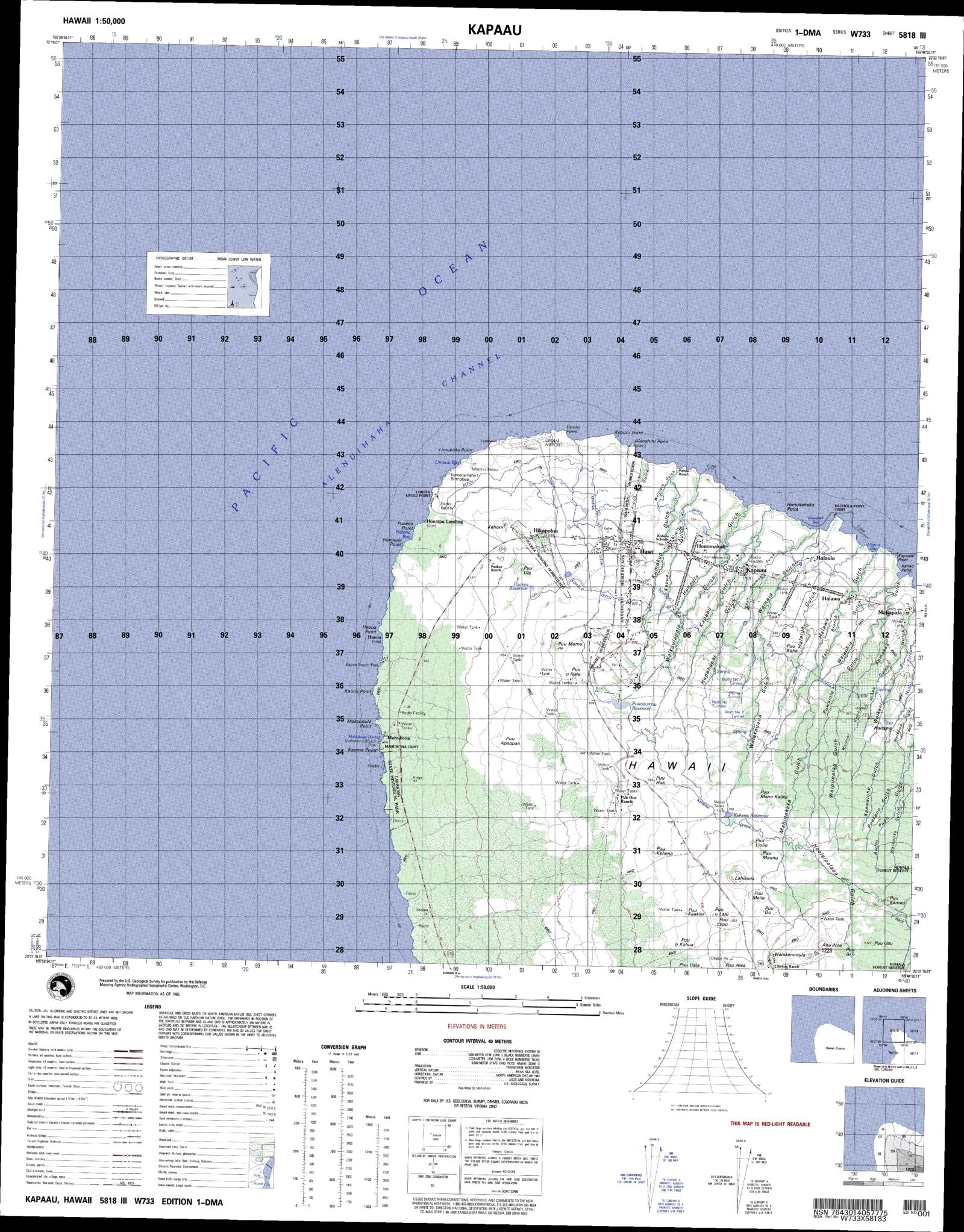 Kapaau Hawaii Military 1:50,000 Map – MyTopo Map Store