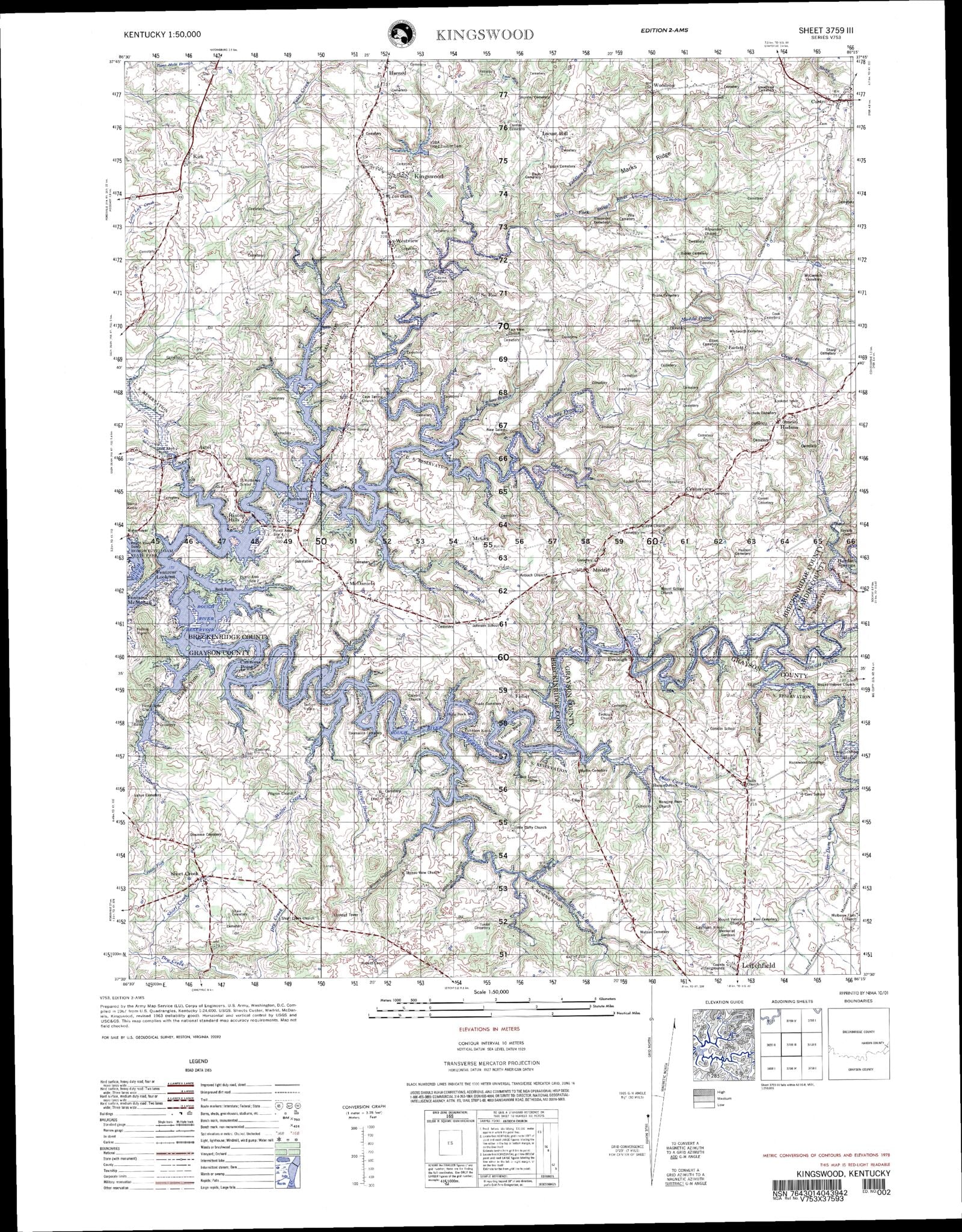 Kingswood Kentucky Military 1:50,000 Map – MyTopo Map Store