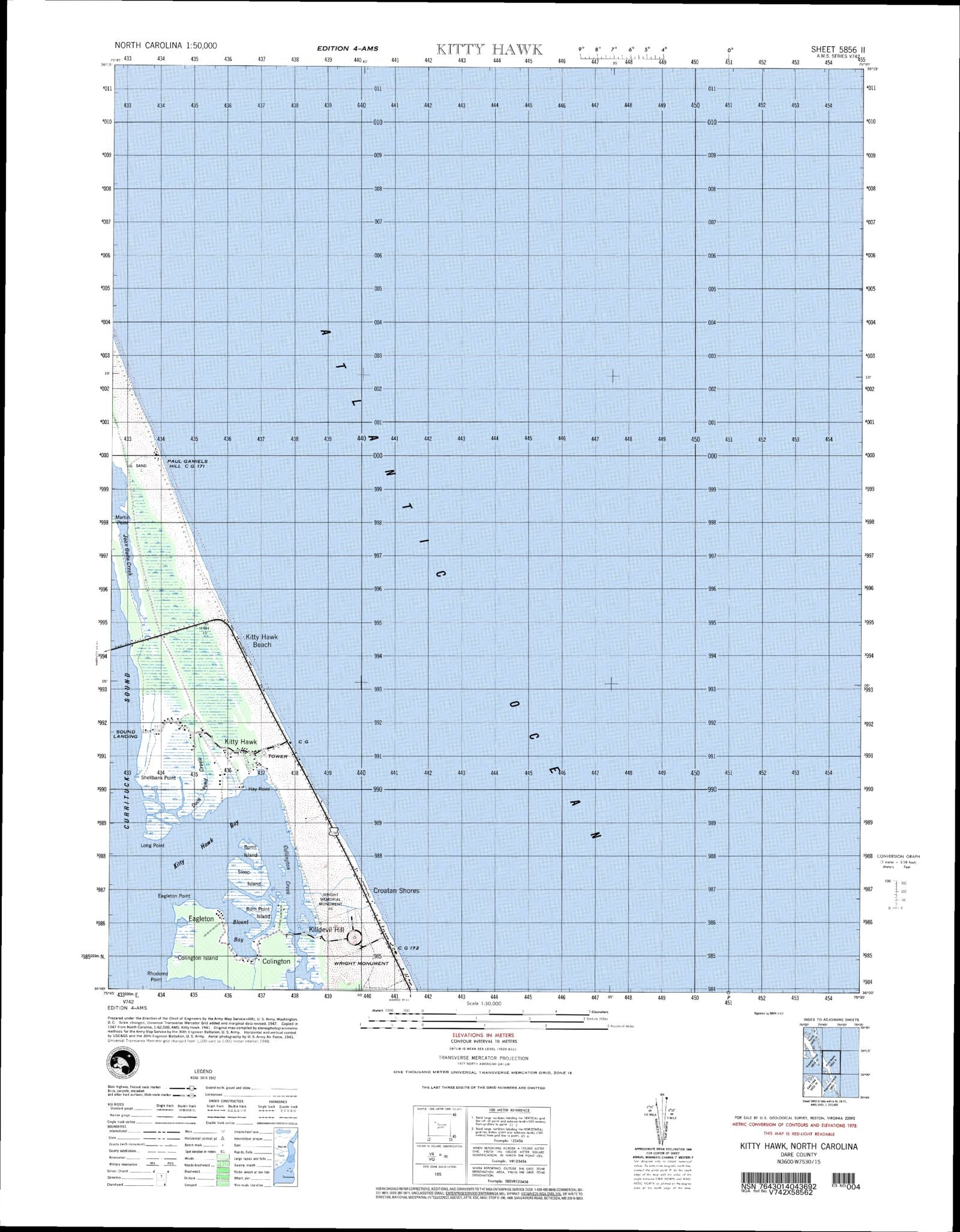 Kitty Hawk North Carolina Military 1:50,000 Map – MyTopo Map Store