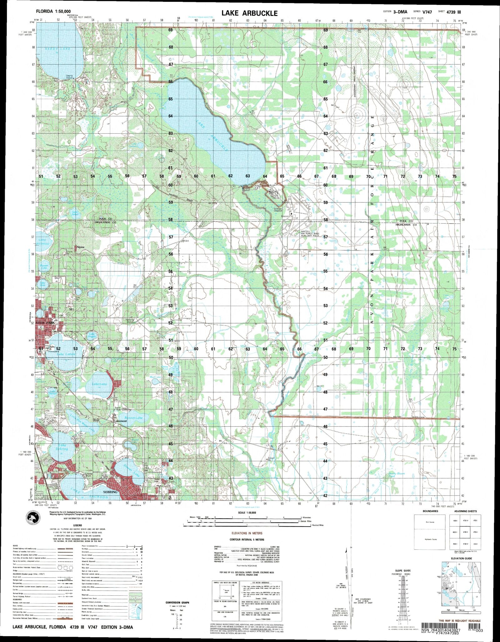 Lake Arbuckle Florida Military 1:50,000 Map – MyTopo Map Store