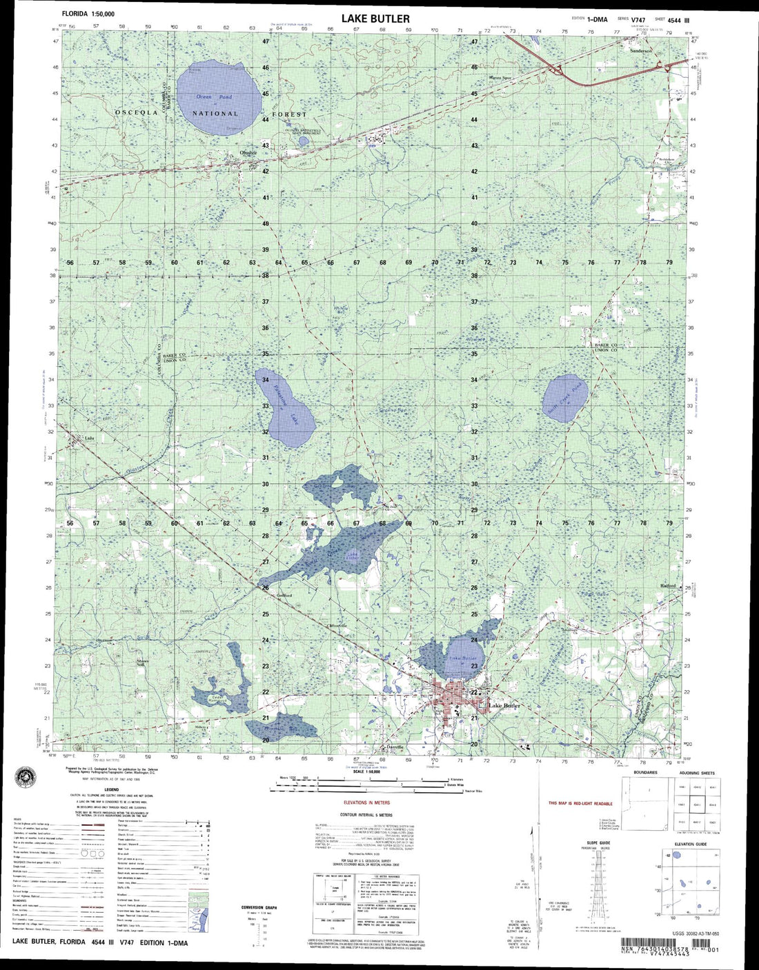 Lake Butler Florida Military 1:50,000 Map – MyTopo Map Store