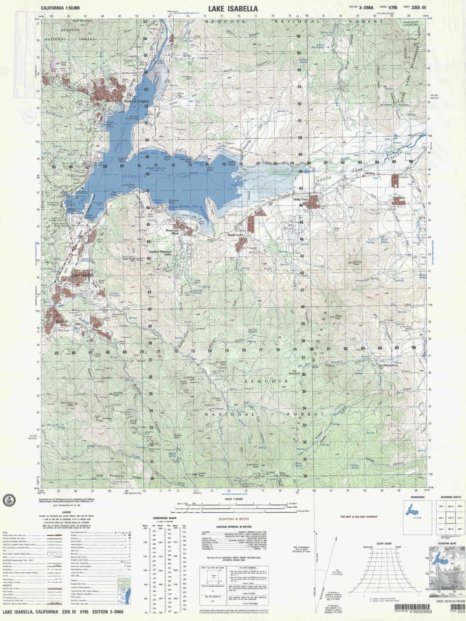 Lake Isabella California Military 1:50,000 Map – MyTopo Map Store