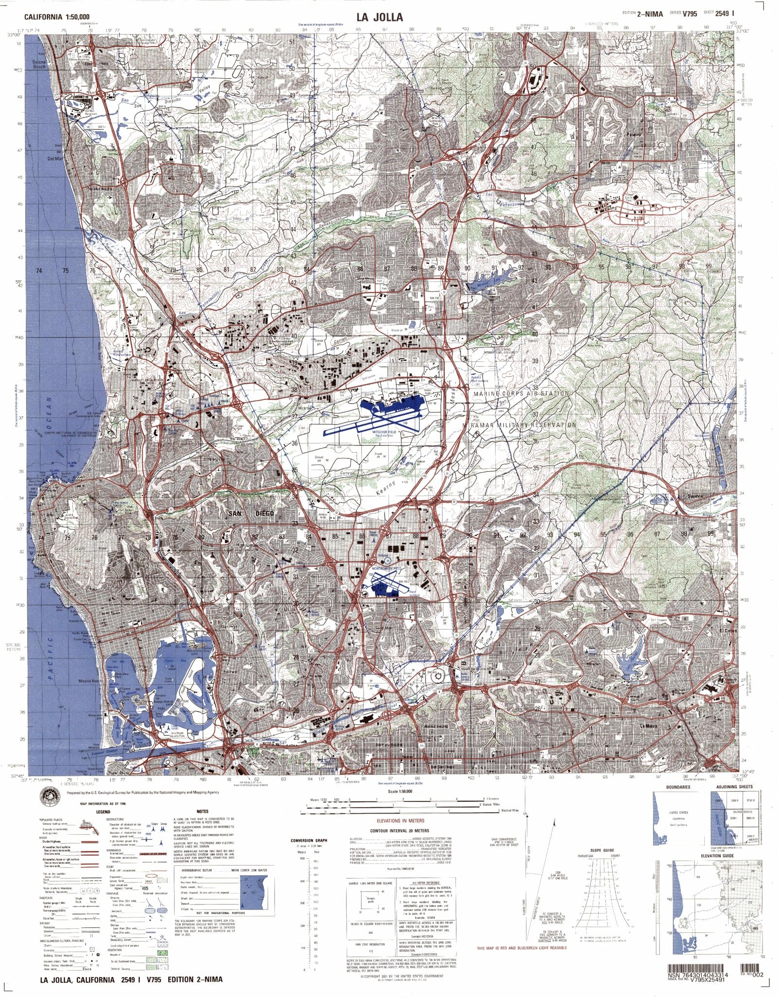 La Jolla California Military 1:50,000 Map – MyTopo Map Store