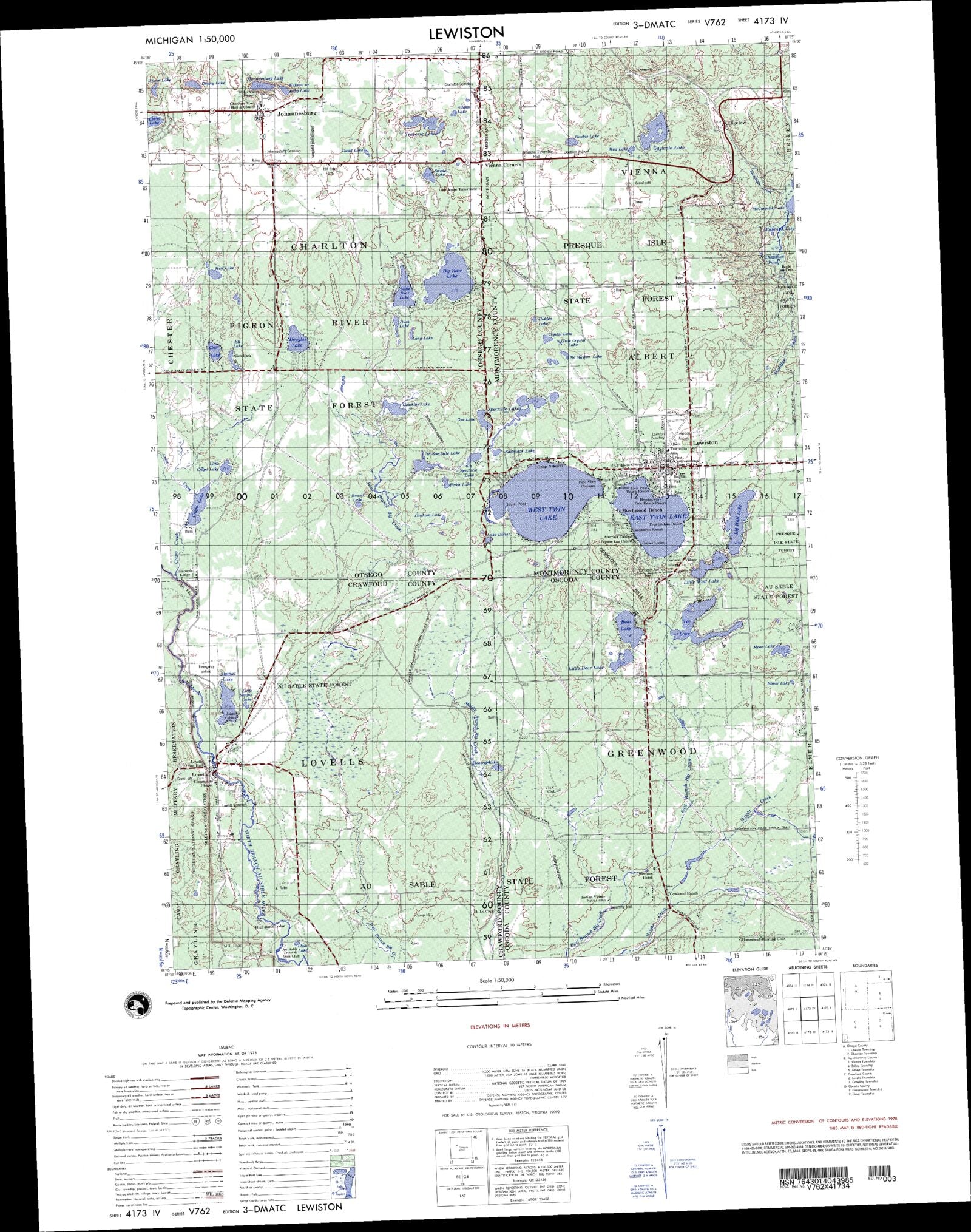 Lewiston Michigan Military 1:50,000 Map – MyTopo Map Store