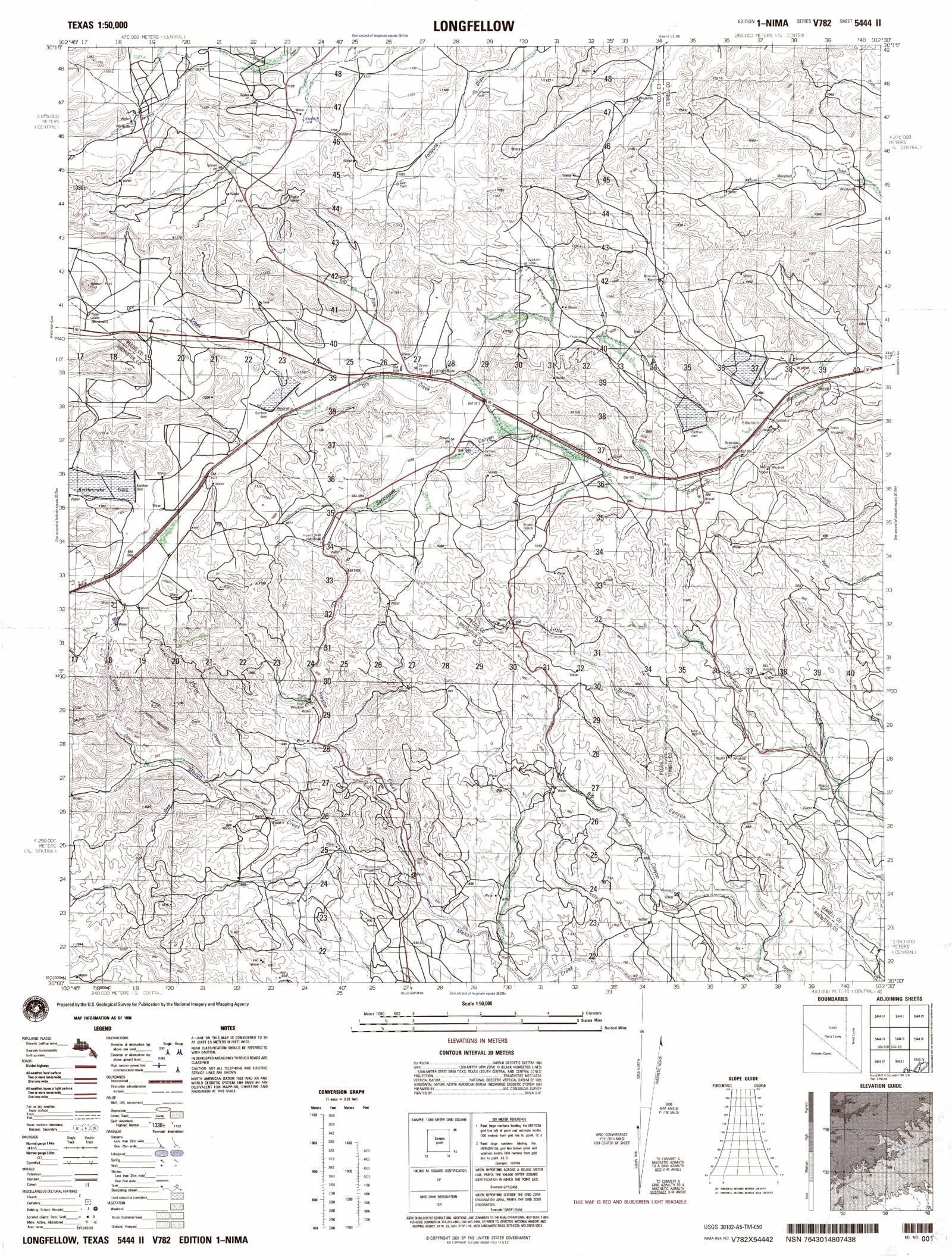 Longfellow Texas Military 1:50,000 Map – MyTopo Map Store