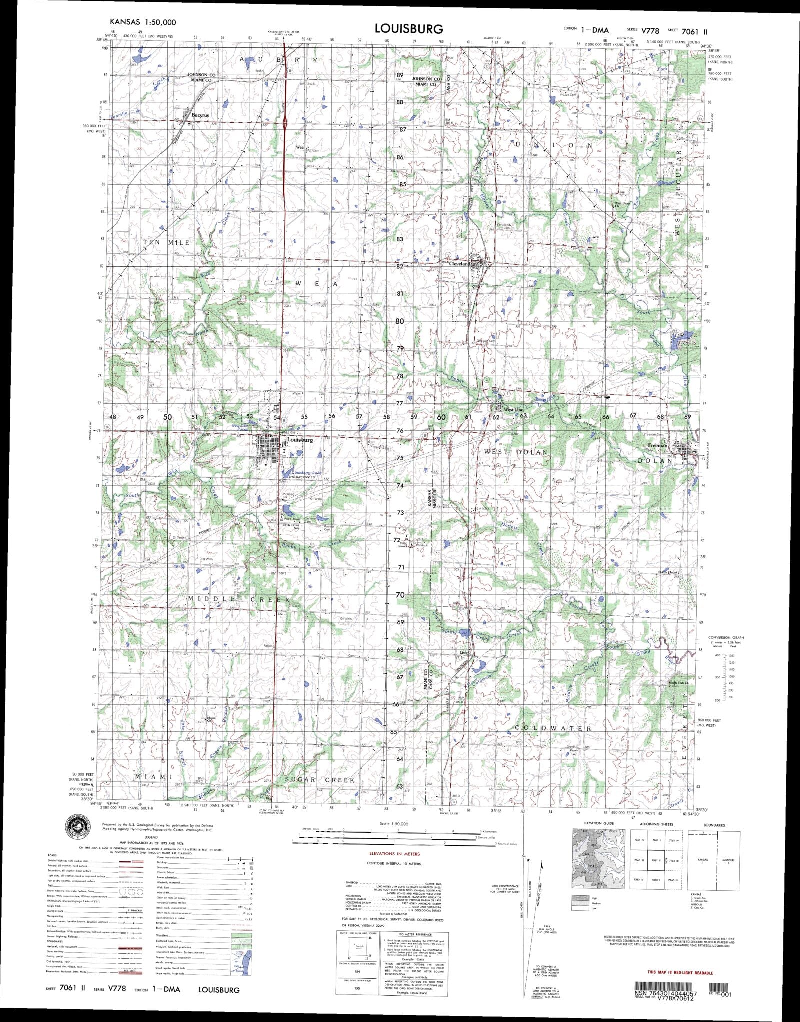 Louisburg Kansas Military 1:50,000 Map – MyTopo Map Store