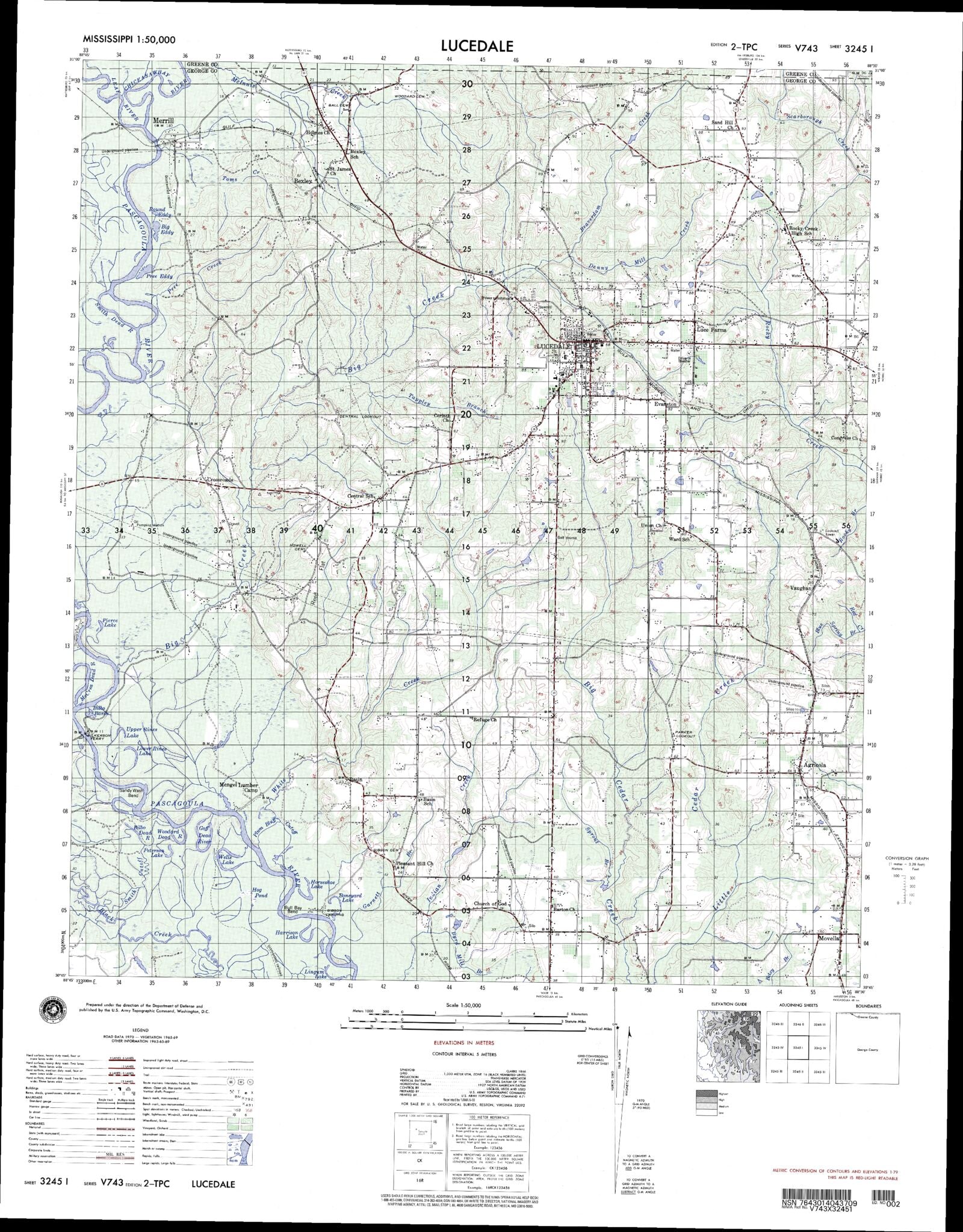Lucedale Mississippi Military 1:50,000 Map – MyTopo Map Store