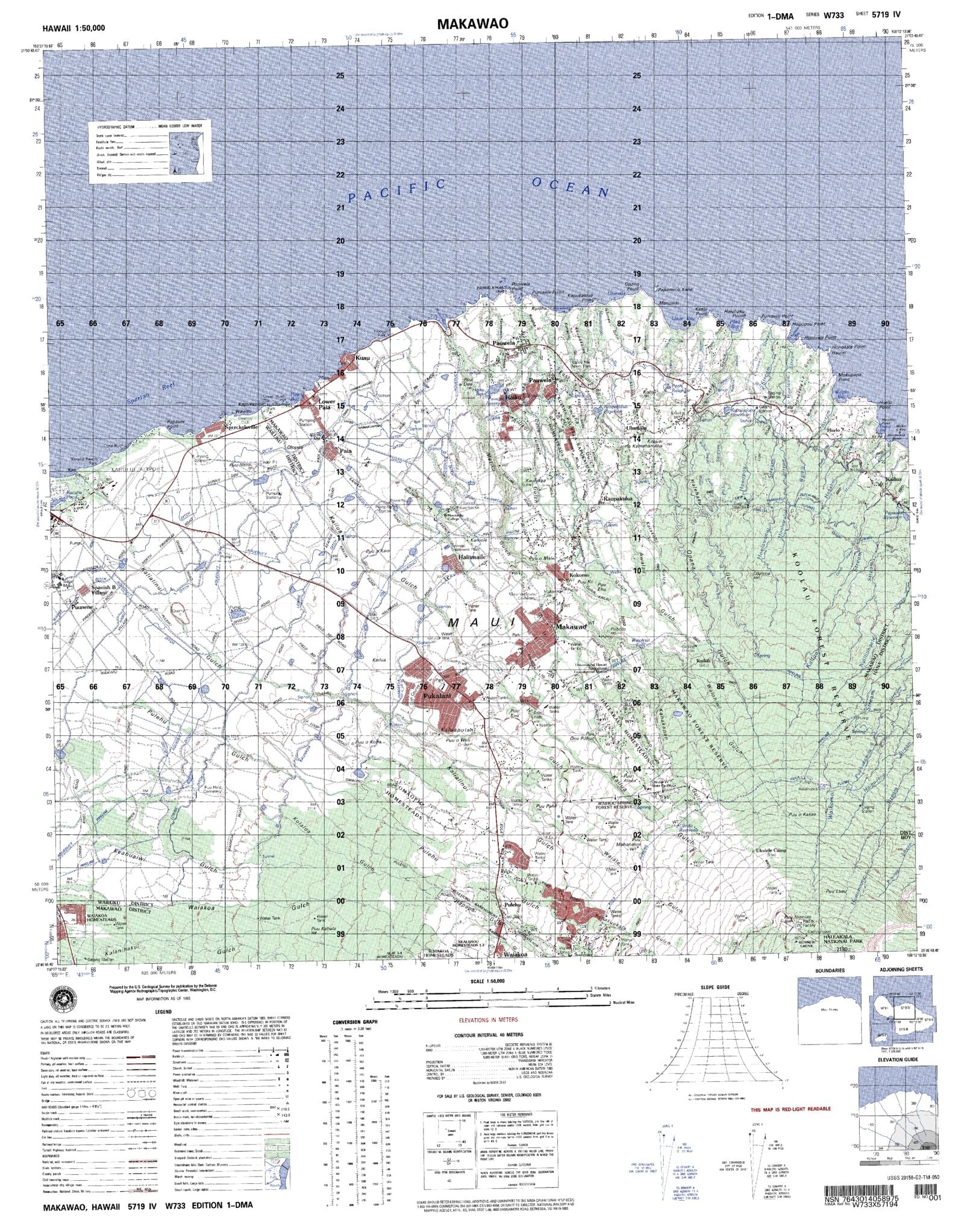 Makawao Hawaii Military 1:50,000 Map – MyTopo Map Store