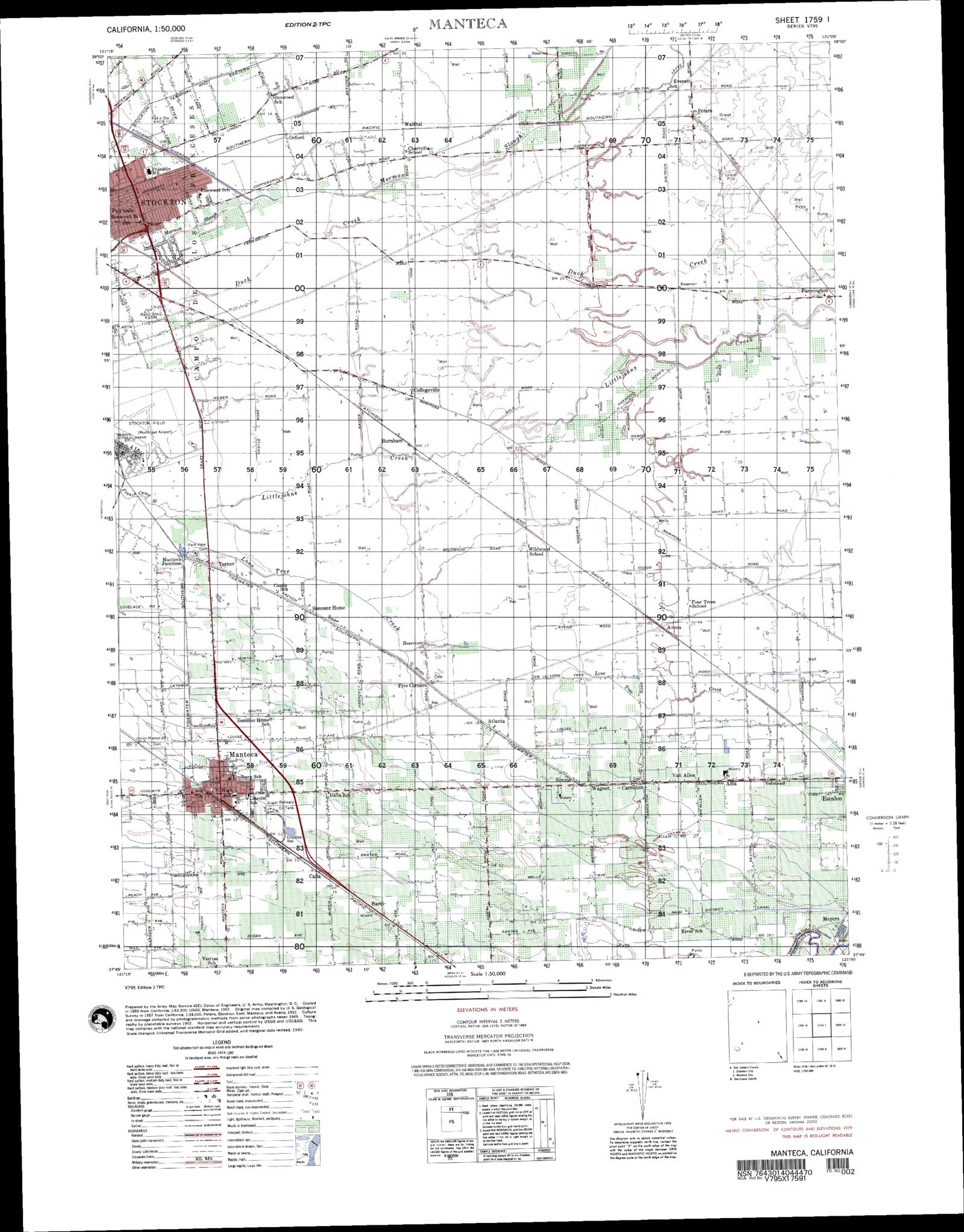 Manteca California Military 1:50,000 Map – MyTopo Map Store