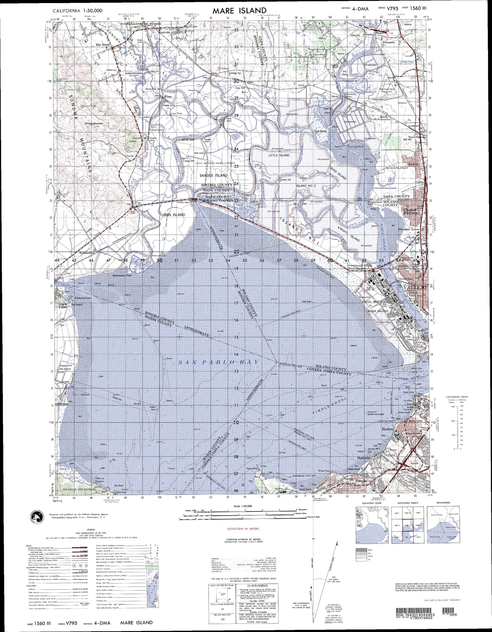 Mare Island California Military 1:50,000 Map – MyTopo Map Store