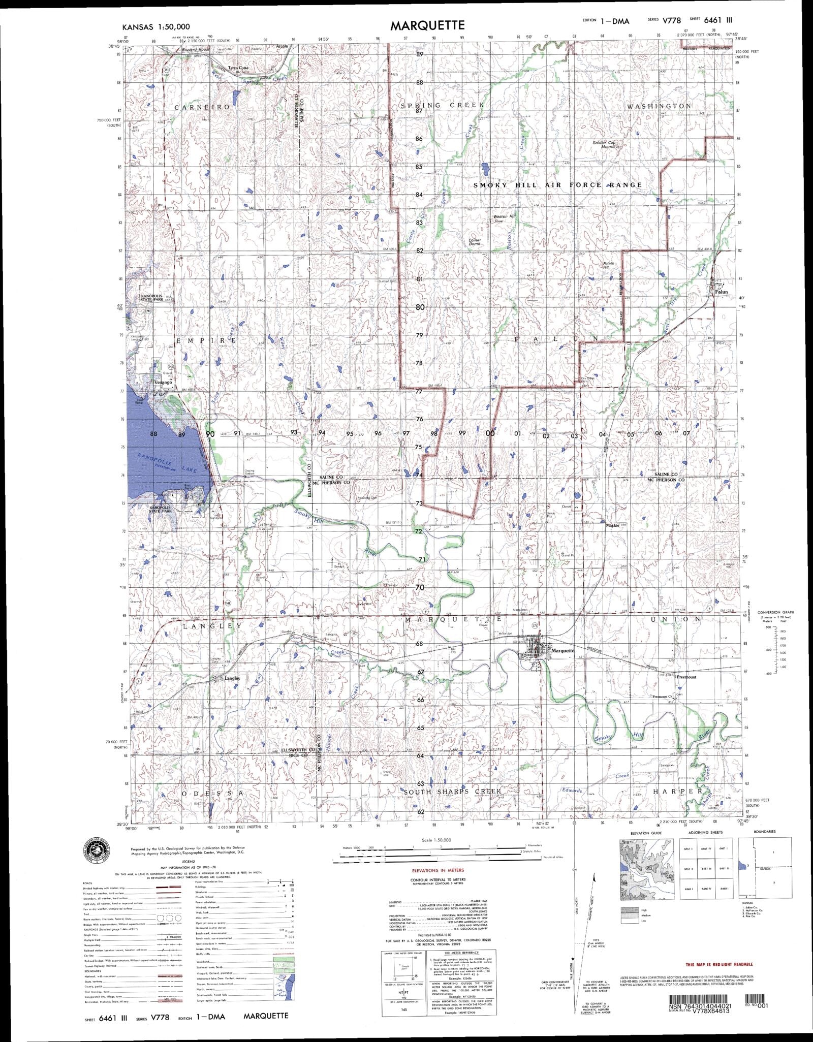 Marquette Kansas Military 1:50,000 Map – MyTopo Map Store