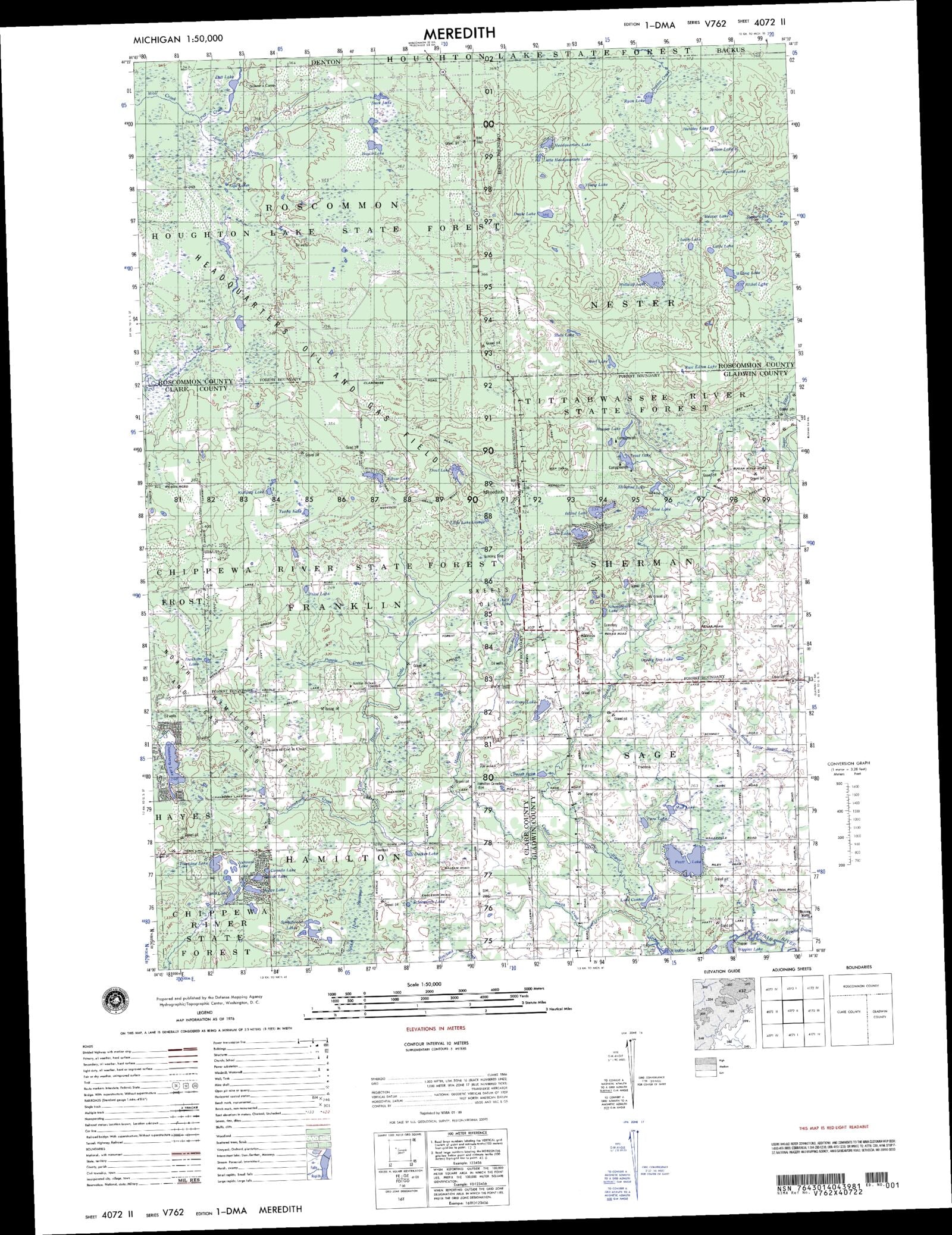 Meredith Michigan Military 1:50,000 Map – MyTopo Map Store