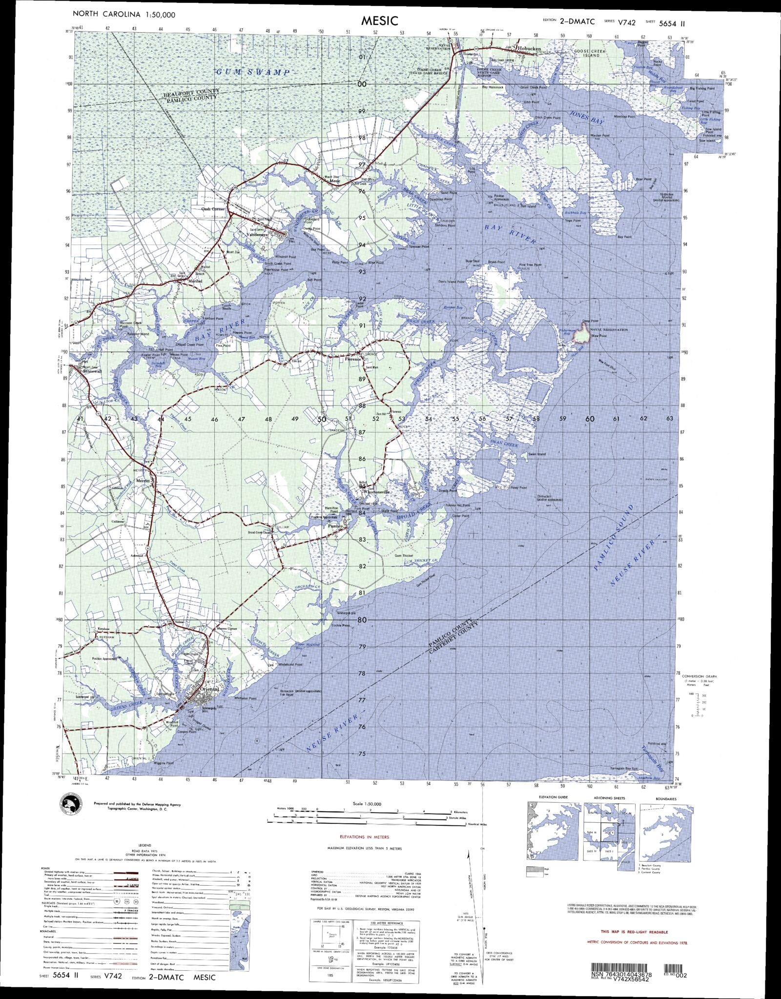 Mesic North Carolina Military 1:50,000 Map – MyTopo Map Store
