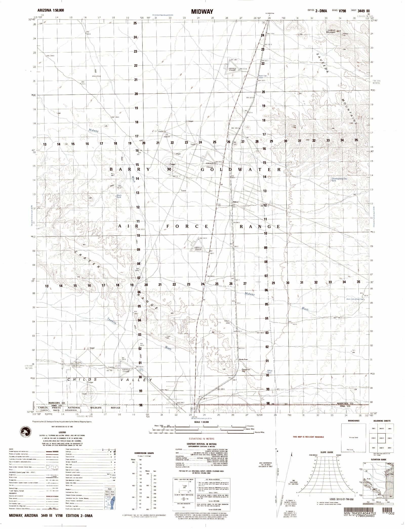Midway Arizona Military 1:50,000 Map – MyTopo Map Store