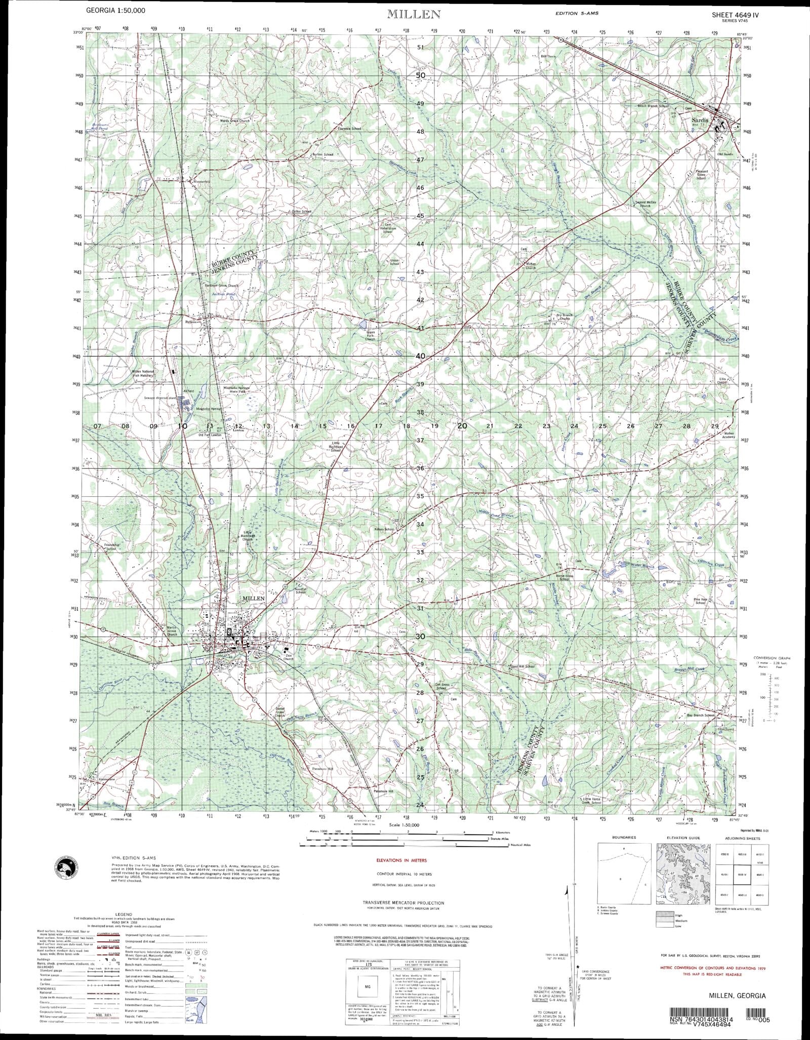 Millen Georgia Military 1:50,000 Map – MyTopo Map Store