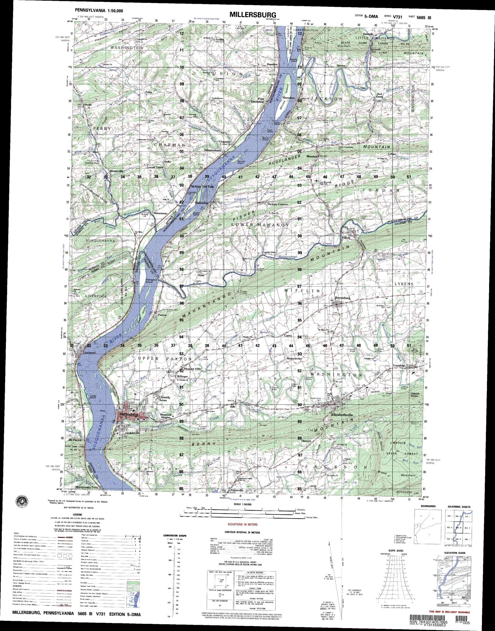 Millersburg Pennsylvania Military 1:50,000 Map – MyTopo Map Store