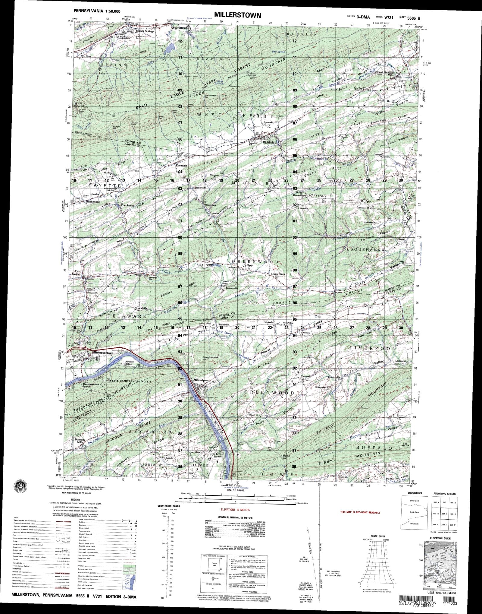 Millerstown Pennsylvania Military 1:50,000 Map – MyTopo Map Store