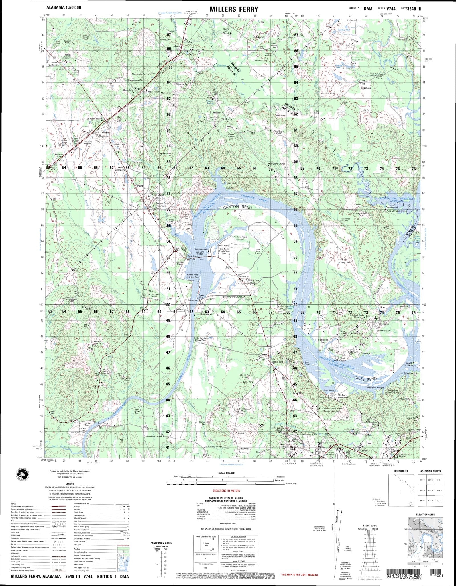 Millers Ferry Alabama Military 1:50,000 Map – MyTopo Map Store