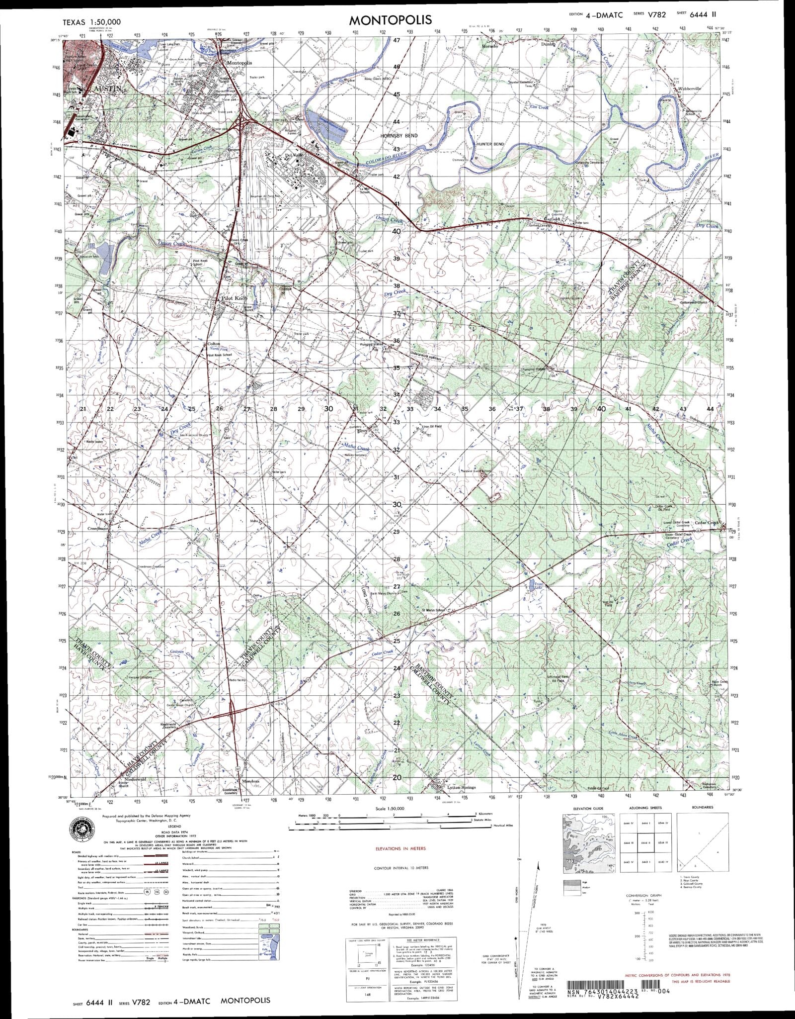 Montopolis Texas Military 1:50,000 Map – MyTopo Map Store