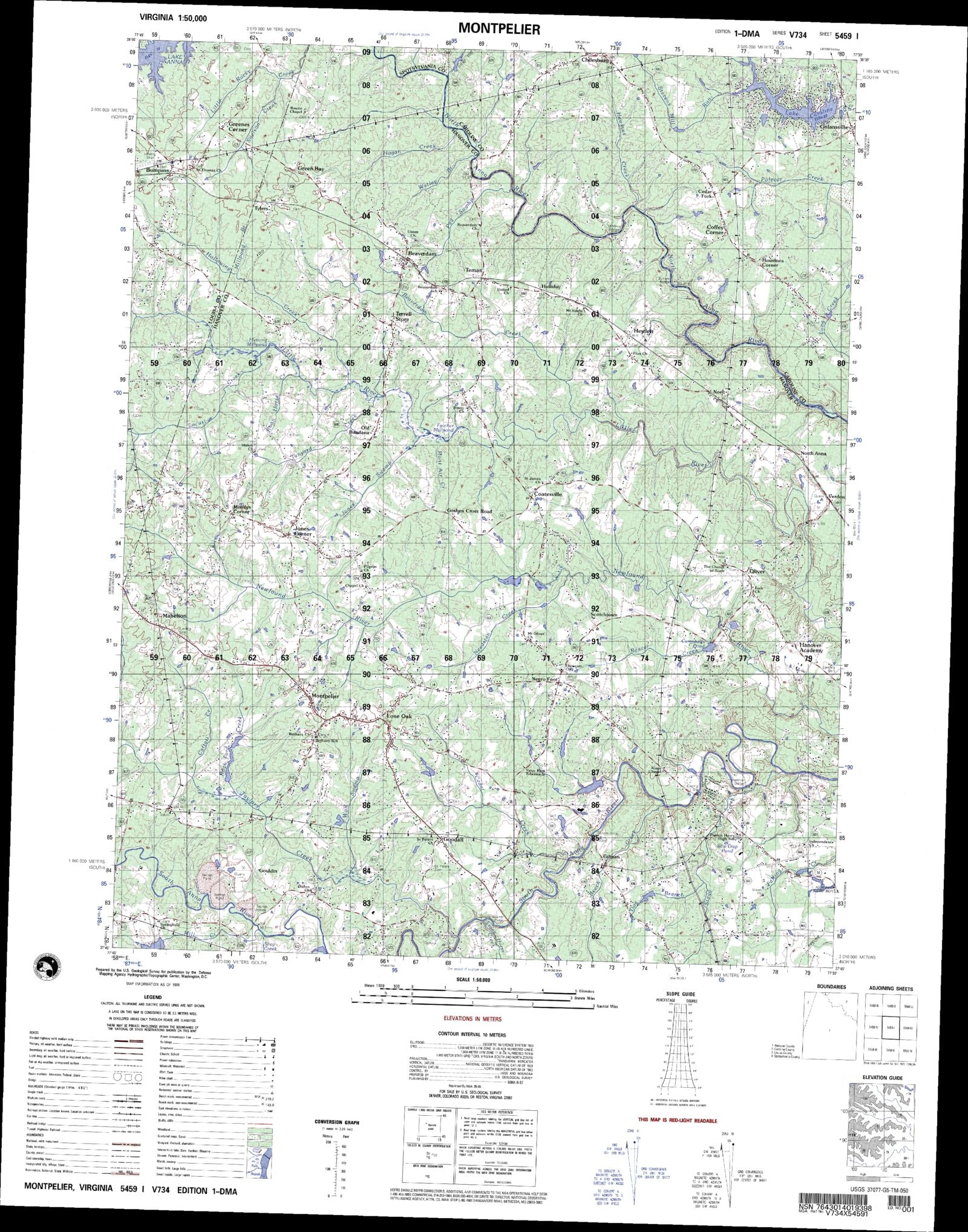 Montpelier Virginia Military 1:50,000 Map – MyTopo Map Store