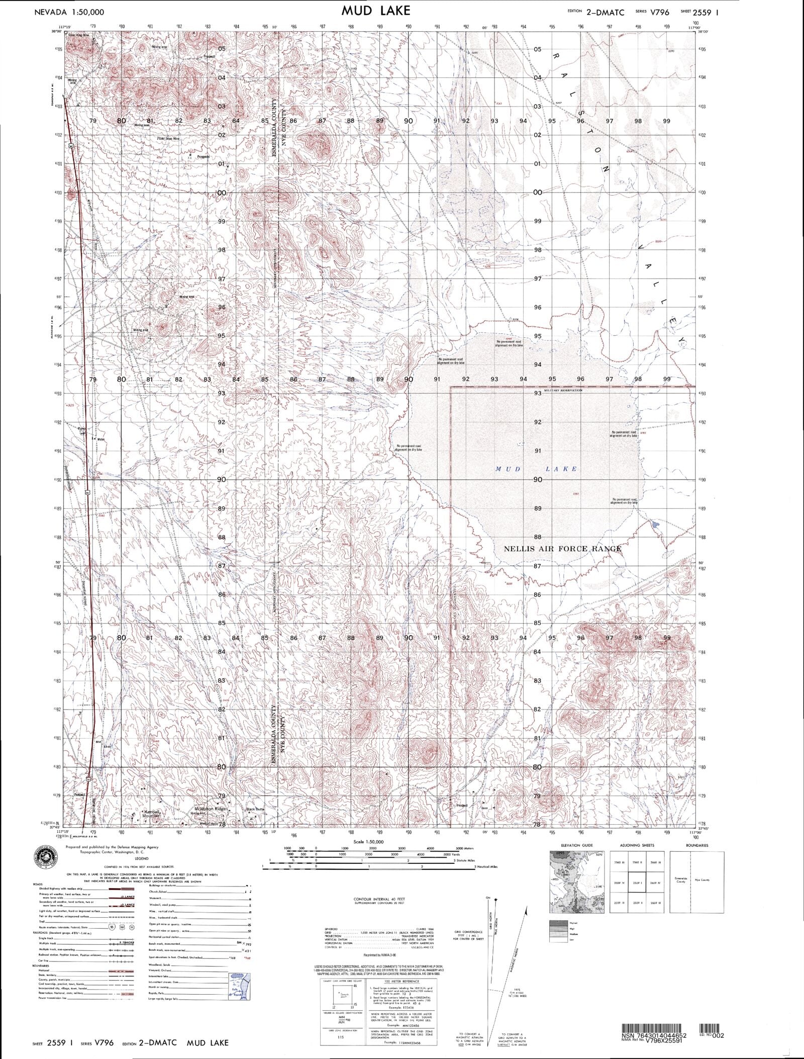 Mud Lake Nevada Military 1:50,000 Map – MyTopo Map Store