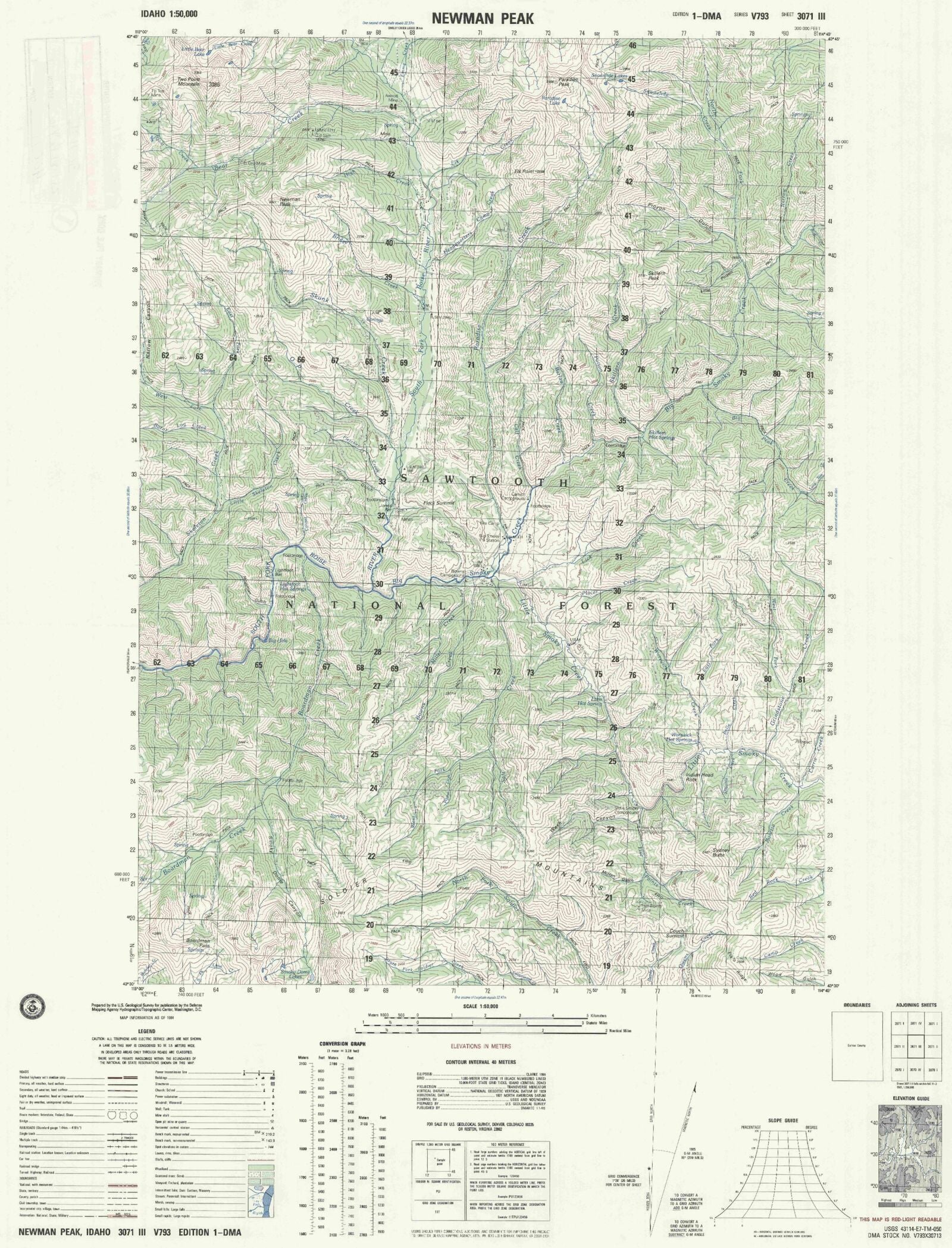 Newman Peak Idaho Military 1:50,000 Map – MyTopo Map Store