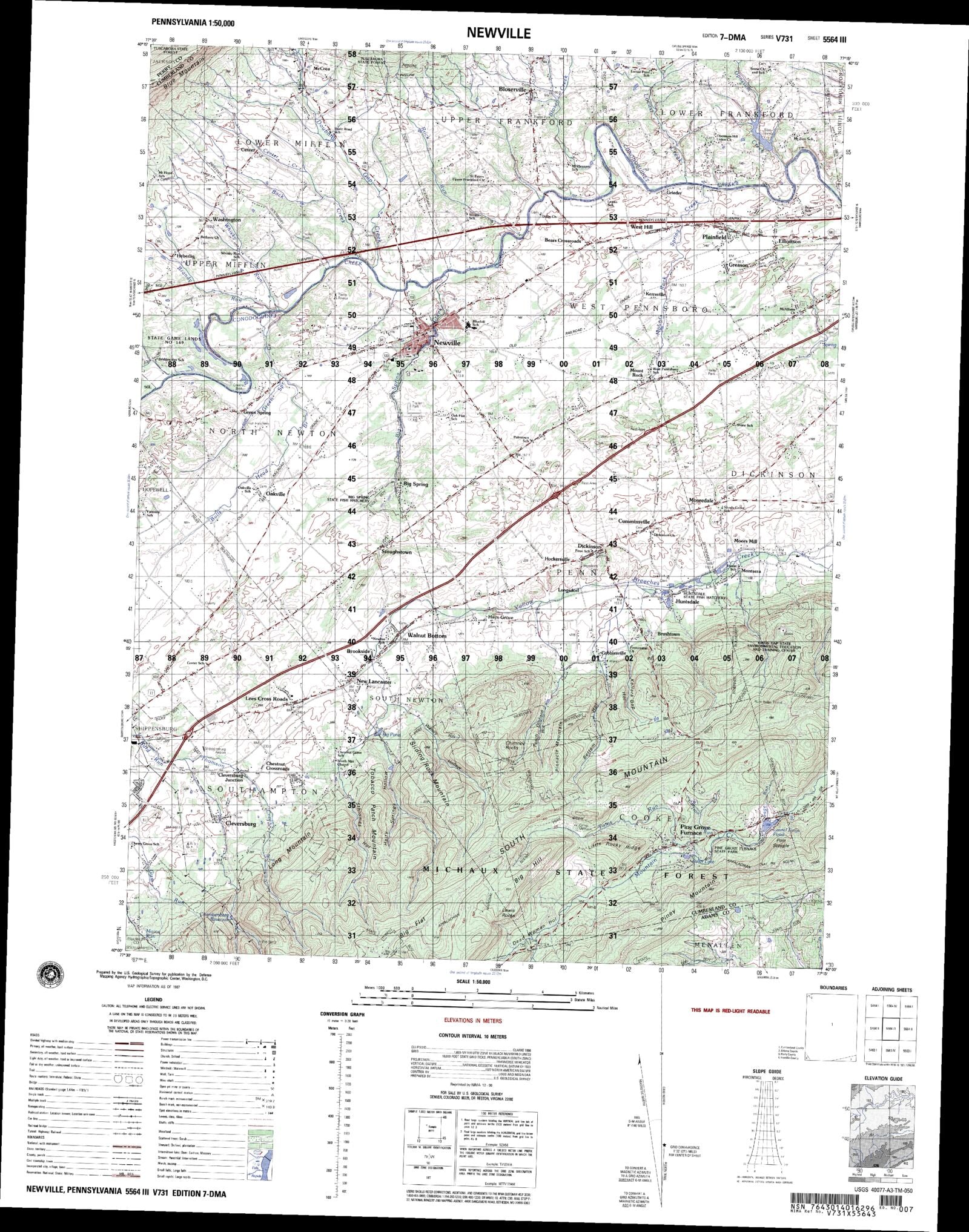 Newville Pennsylvania Military 1:50,000 Map – MyTopo Map Store
